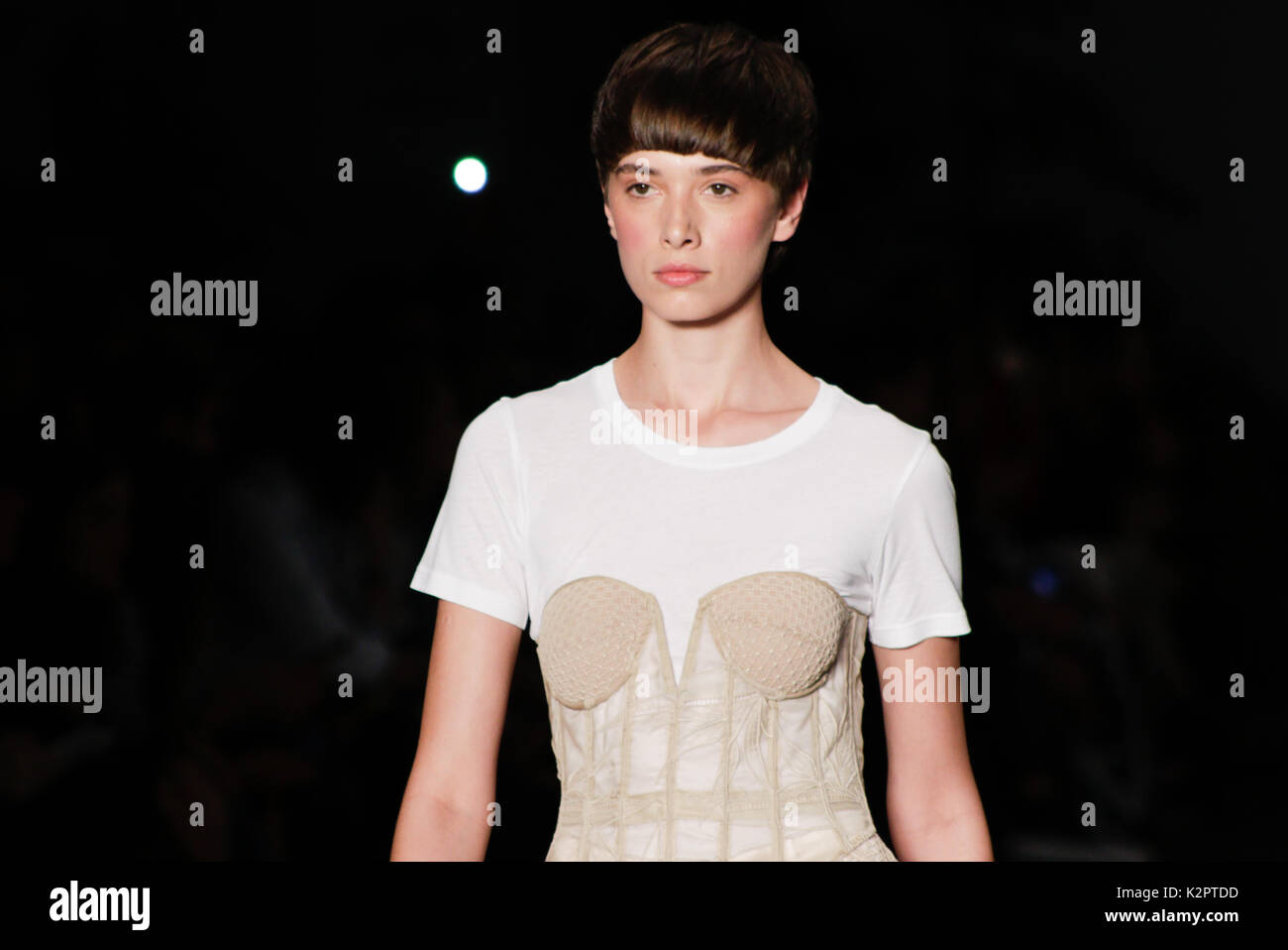 Sao Paulo, Brazil. 31st August, 2017. A model walks runway Helo Rocha ...