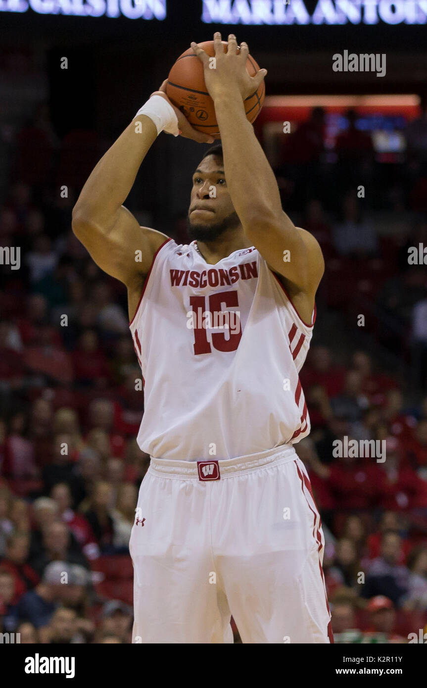 Wisconsin Badgers forward Charles Thomas IV #15 takes a jump shot ...