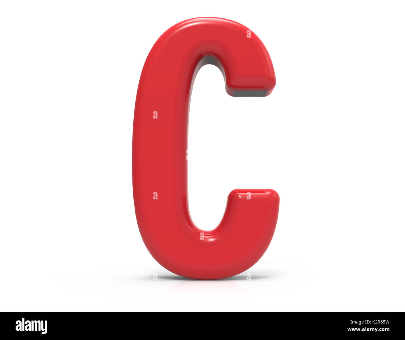 red letter C, 3D rendering plastic texture symbol isolated on white ...