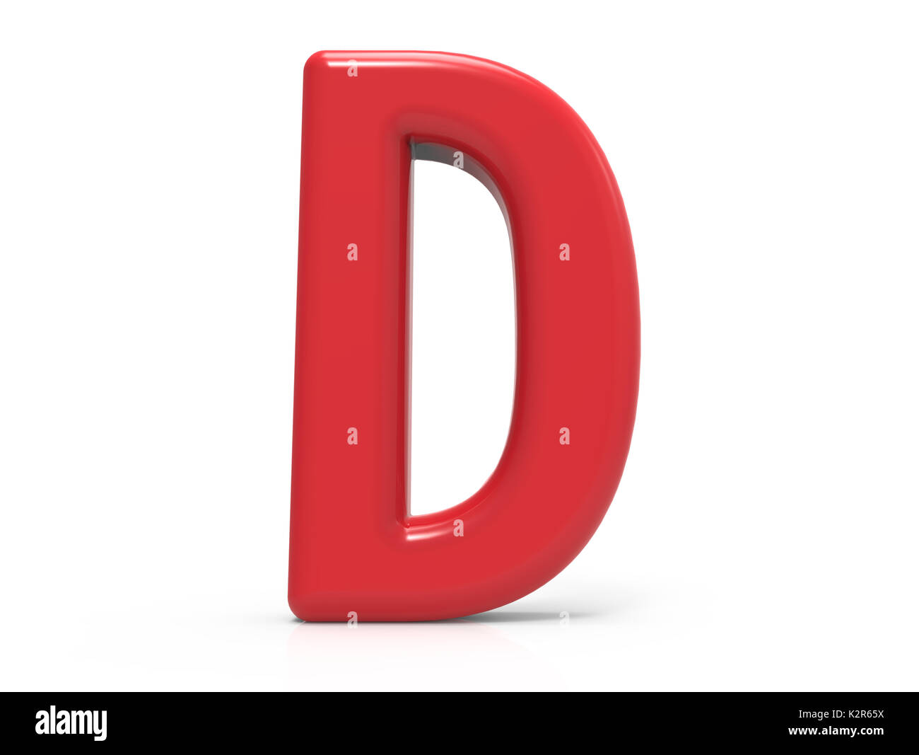 red letter D, 3D rendering plastic texture symbol isolated on white ...
