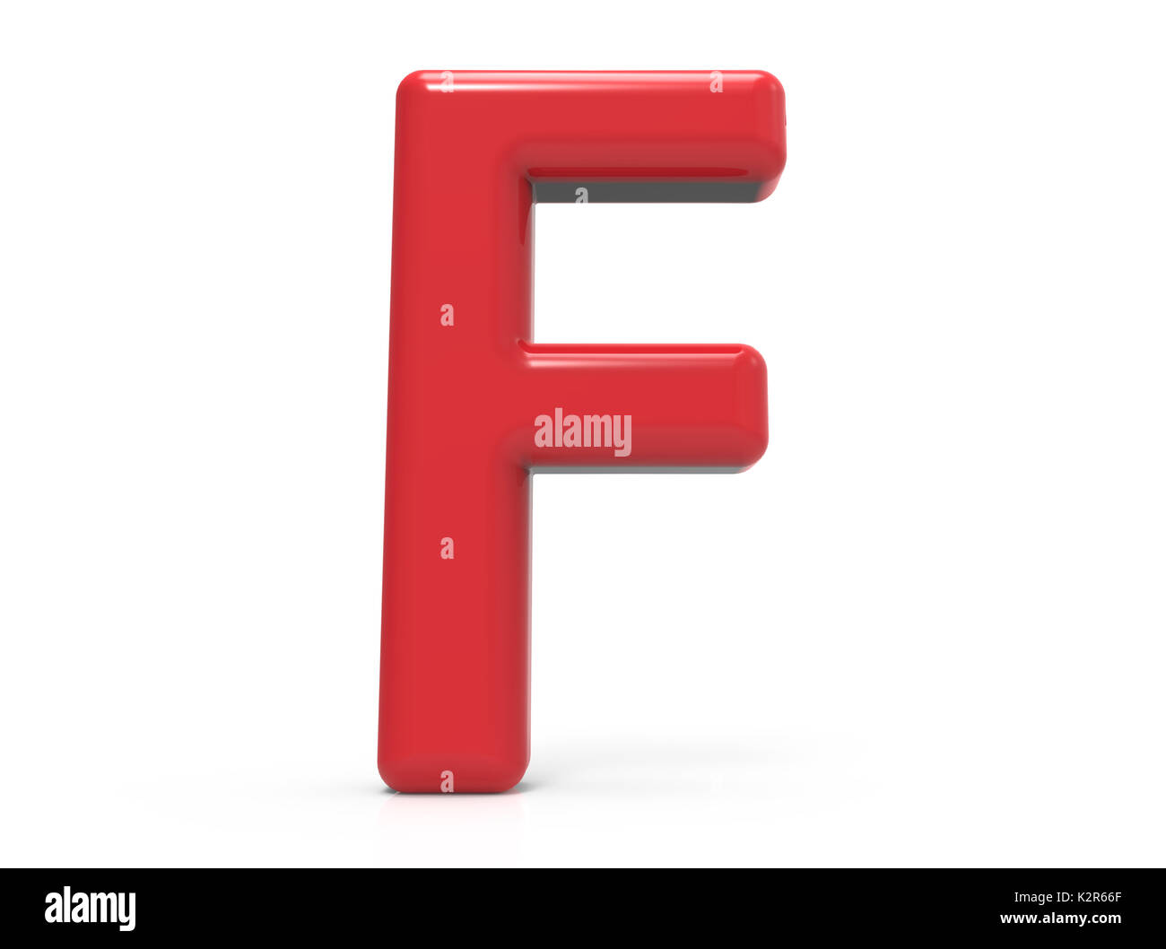 red letter F, 3D rendering plastic texture symbol isolated on white ...