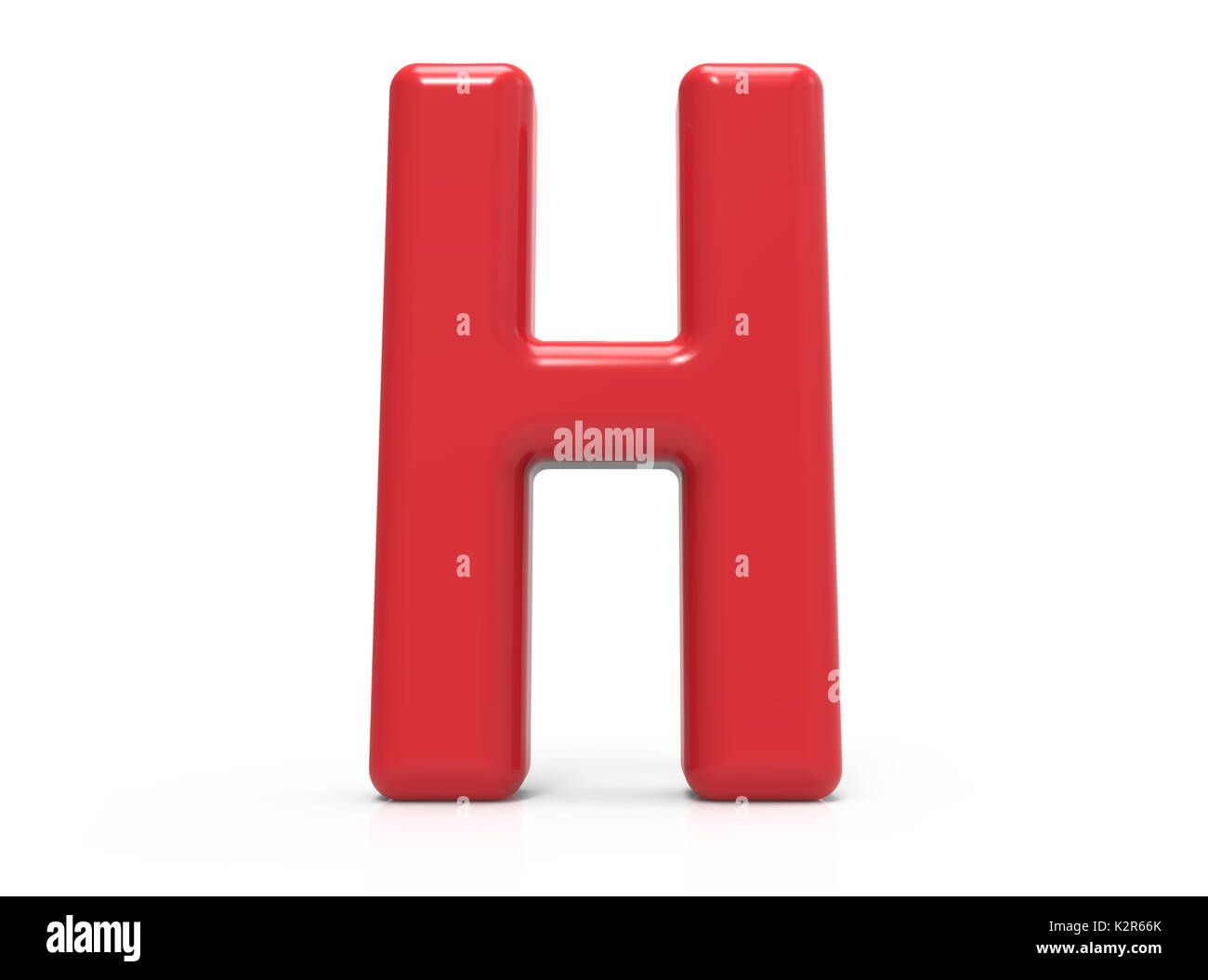 red letter H, 3D rendering plastic texture symbol isolated on white ...