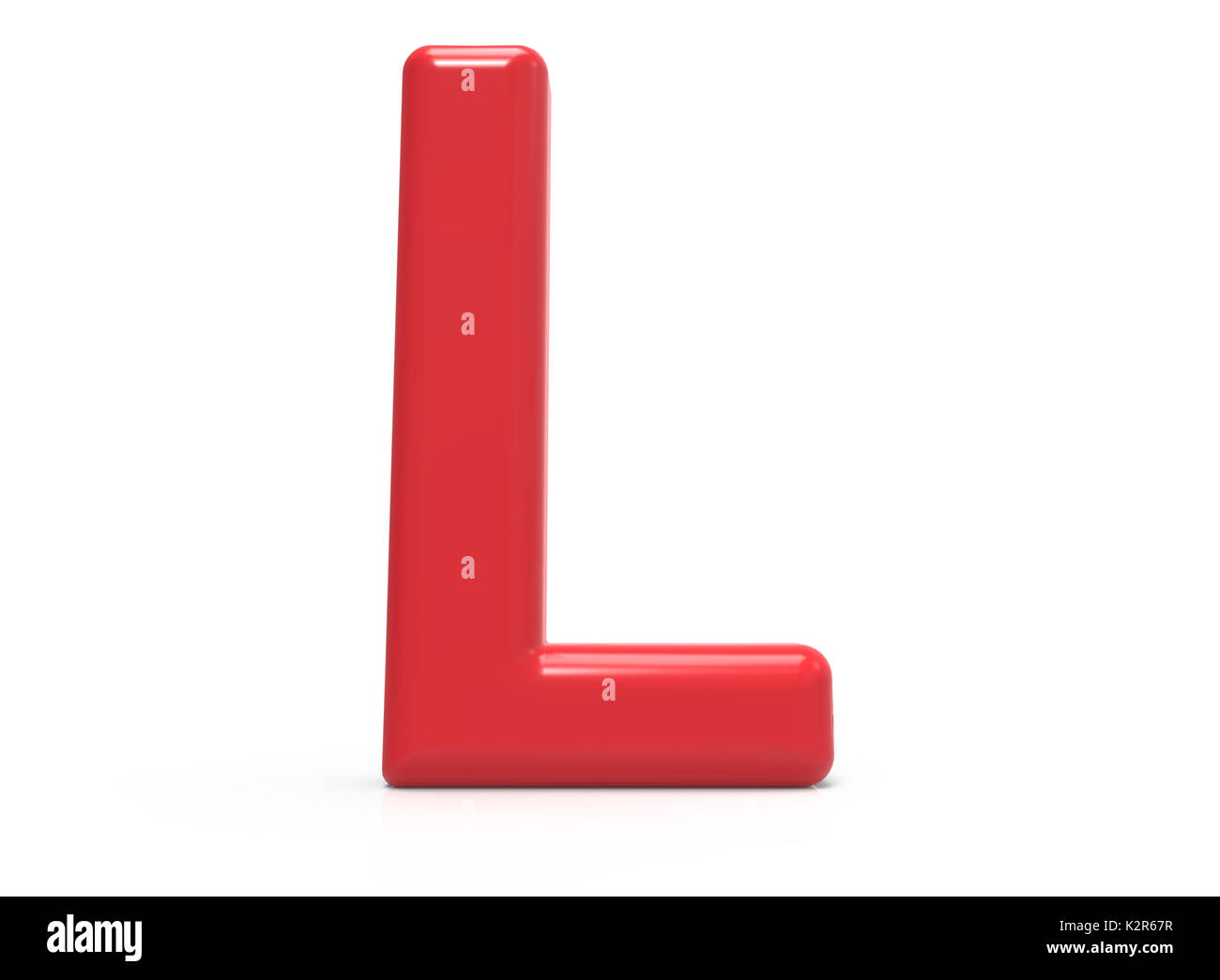red letter L, 3D rendering plastic texture symbol isolated on white ...