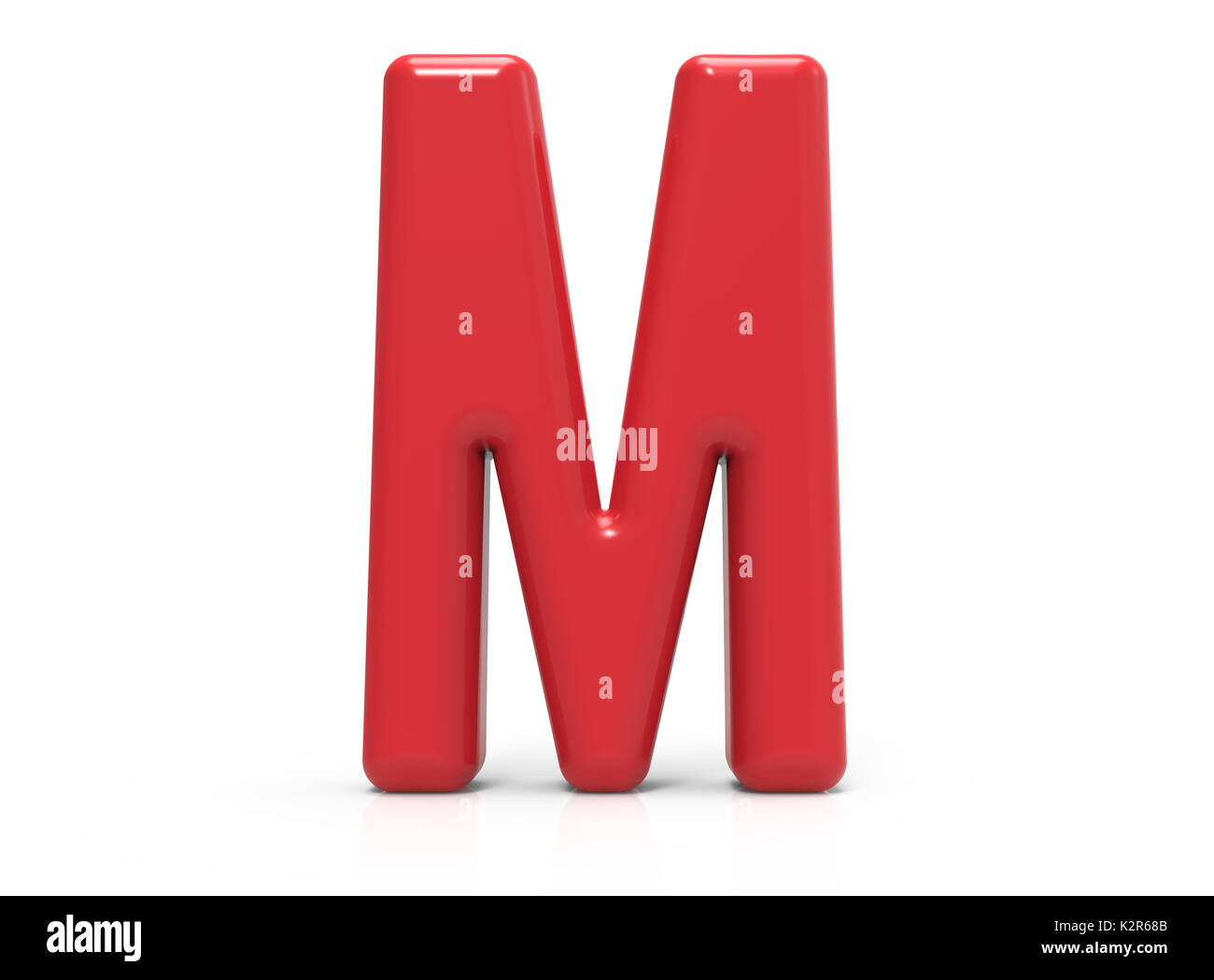 red letter M, 3D rendering plastic texture symbol isolated on white ...