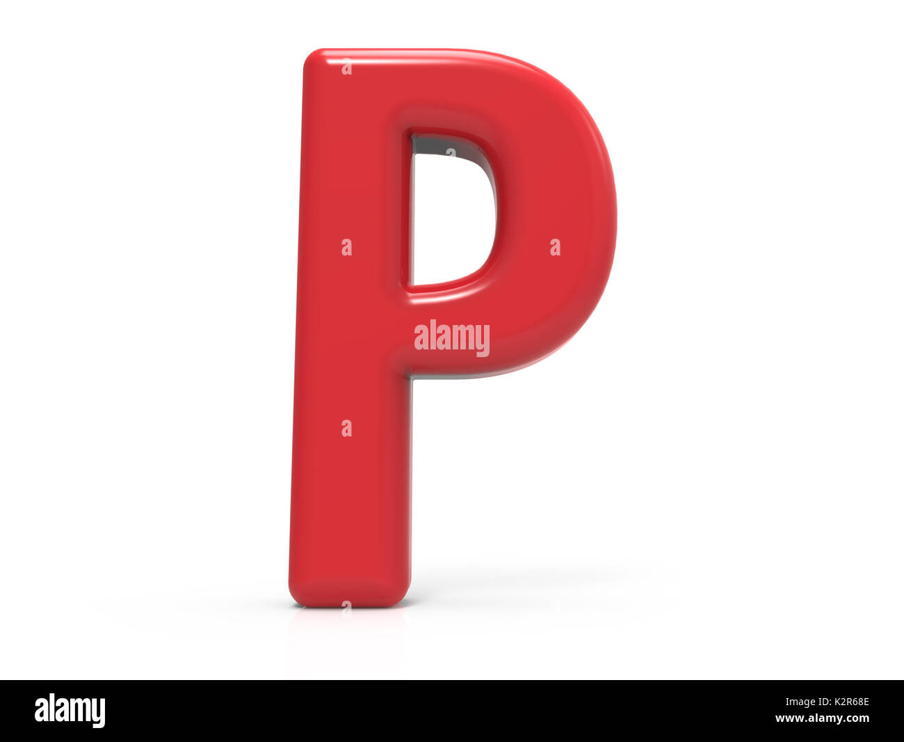 red letter P, 3D rendering plastic texture symbol isolated on white ...