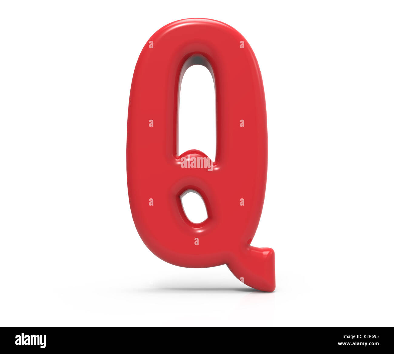 red letter Q, 3D rendering plastic texture symbol isolated on white ...
