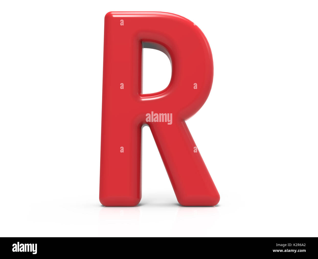 red letter R, 3D rendering plastic texture symbol isolated on white ...