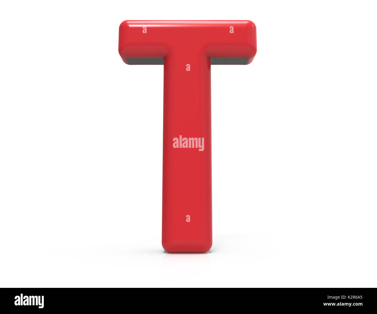 red letter T, 3D rendering plastic texture symbol isolated on white ...