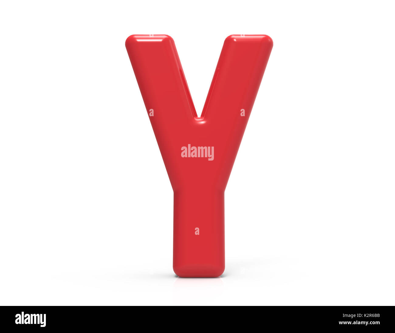 red letter Y, 3D rendering plastic texture symbol isolated on white ...
