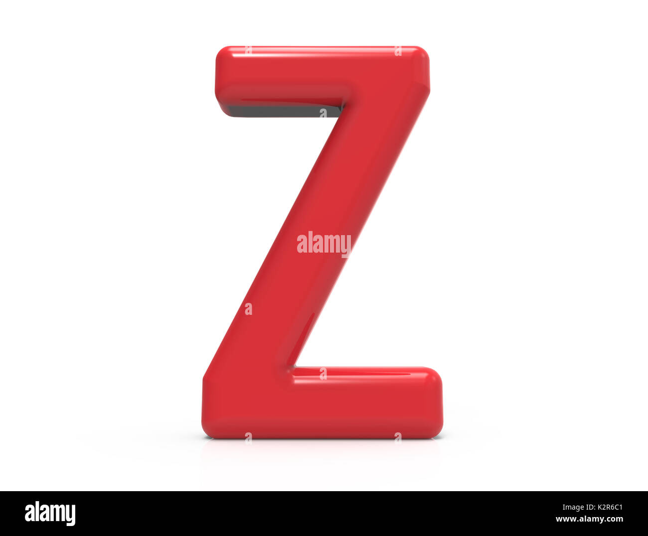 red letter Z, 3D rendering plastic texture symbol isolated on white ...