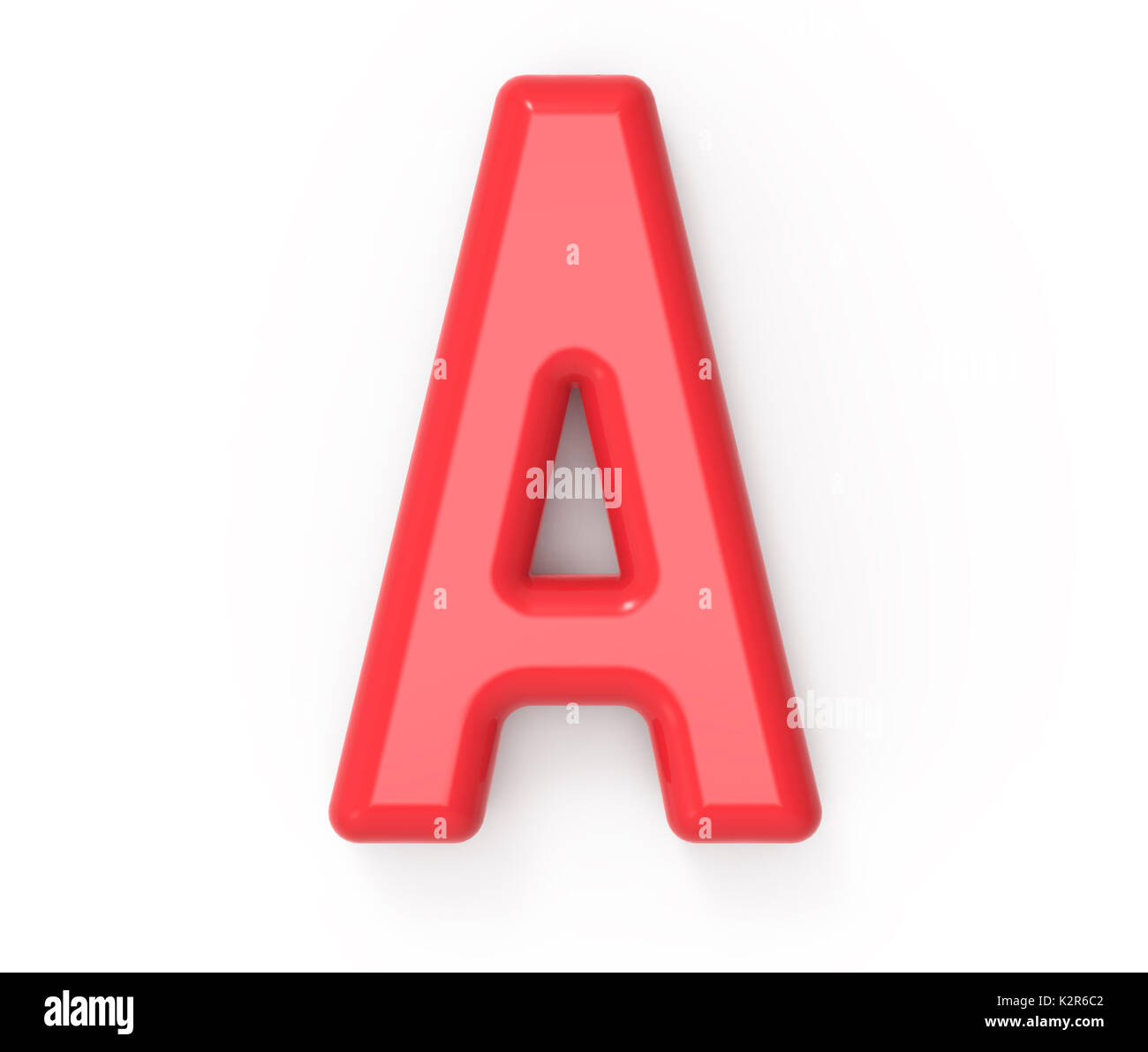 red letter A, 3D rendering red plastic texture alphabet with frame ...