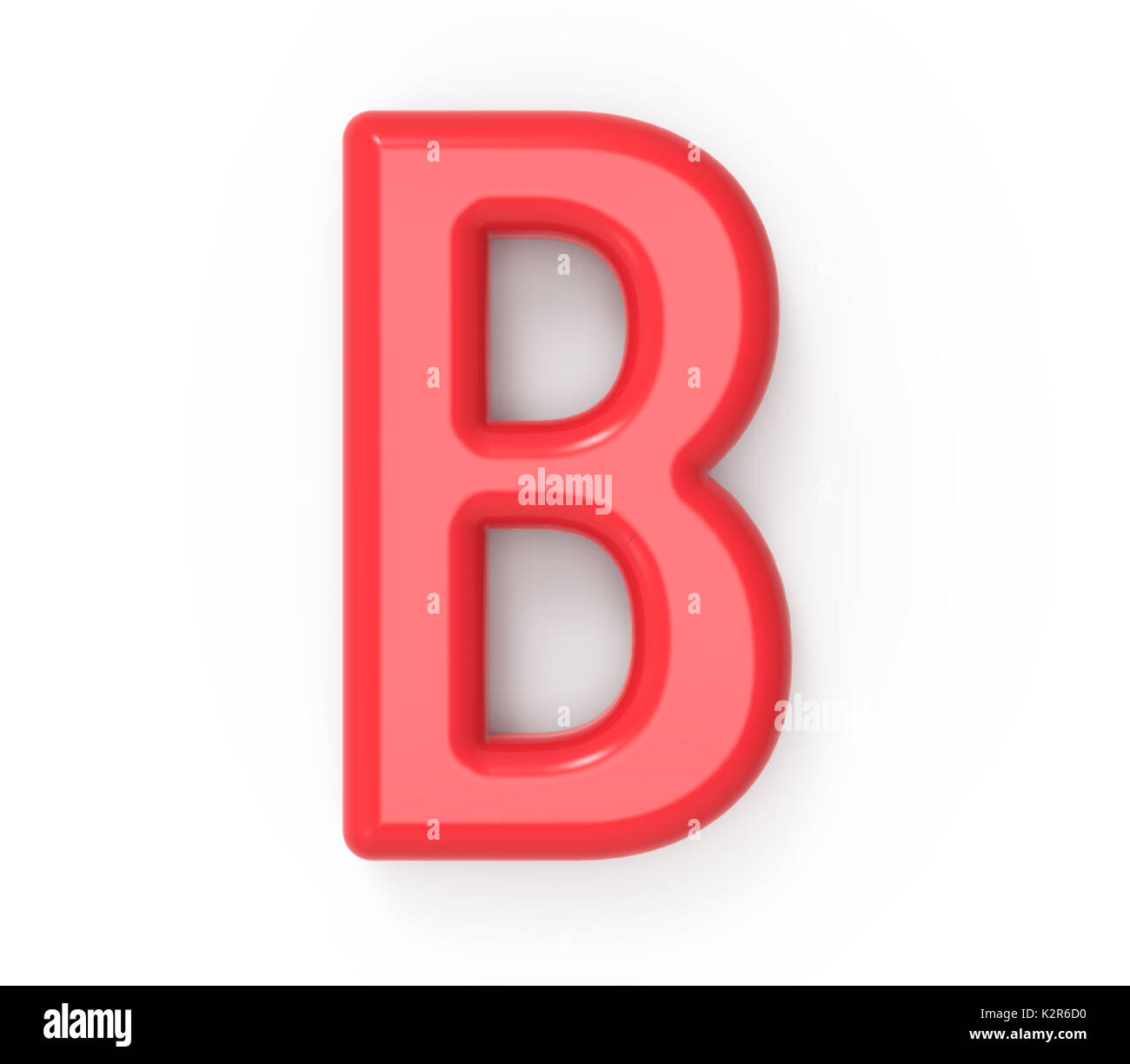 red letter B, 3D rendering red plastic texture alphabet with frame ...