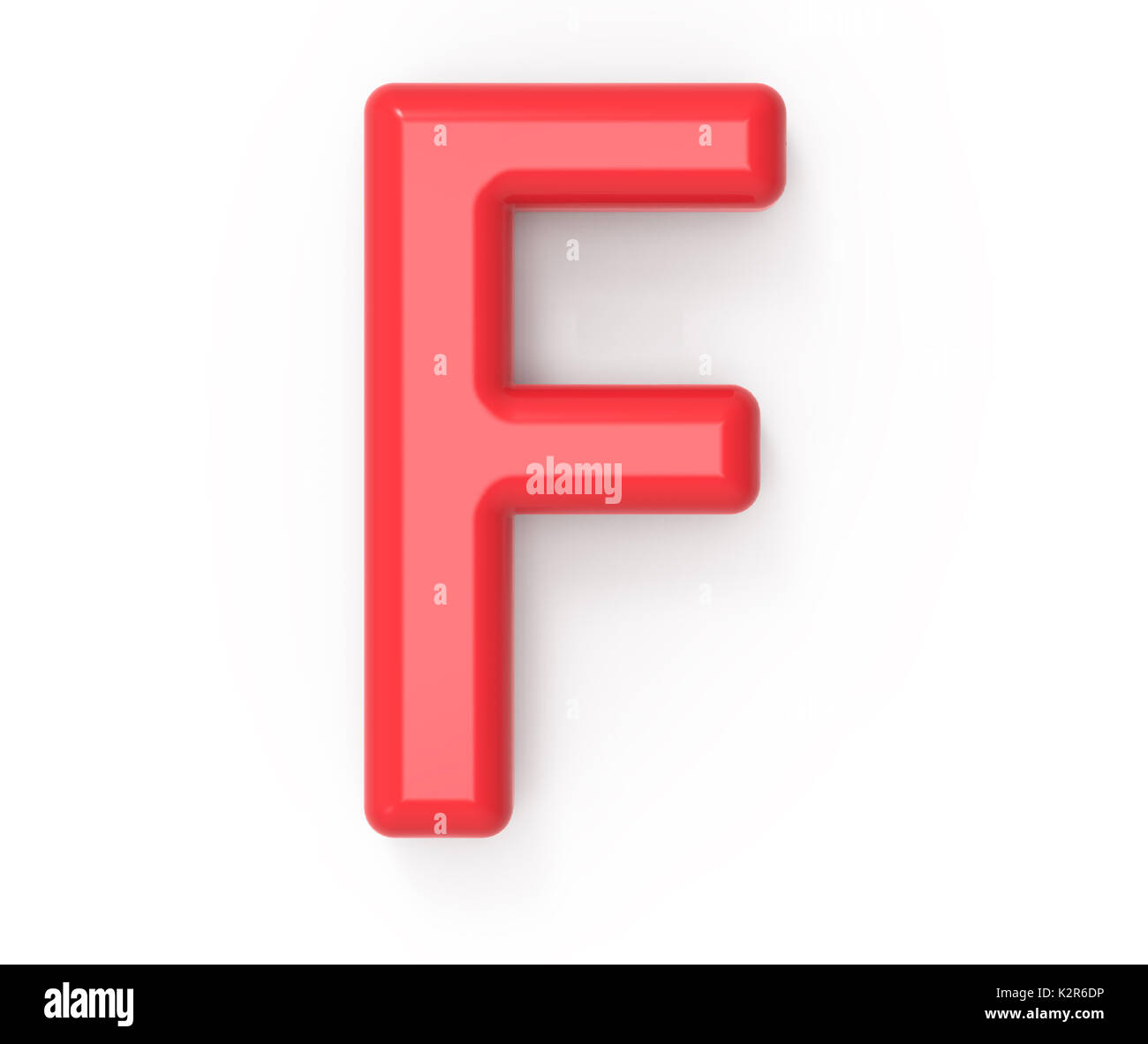 red letter F, 3D rendering red plastic texture alphabet with frame ...