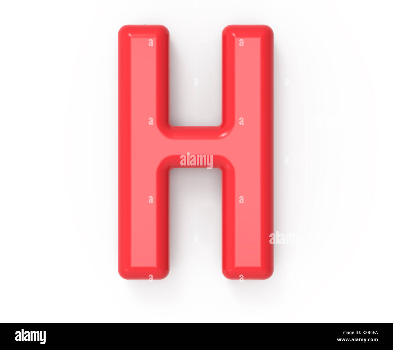 red letter H, 3D rendering red plastic texture alphabet with frame ...