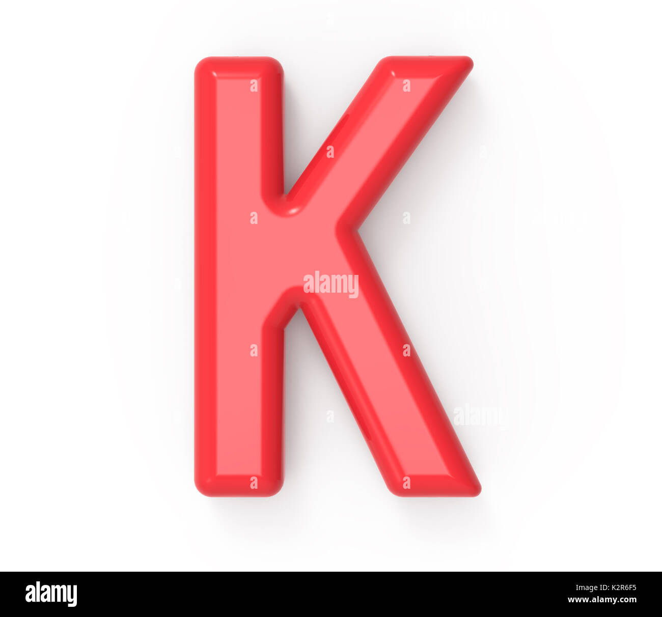 red letter K, 3D rendering red plastic texture alphabet with frame ...