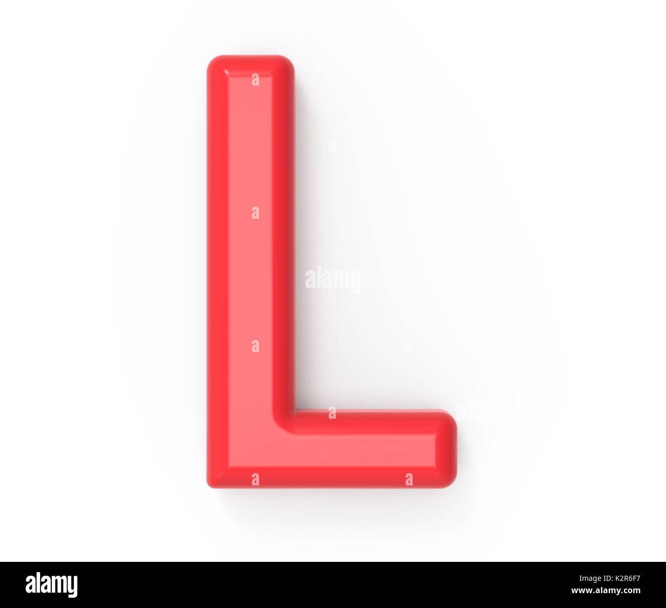 red letter L, 3D rendering red plastic texture alphabet with frame ...