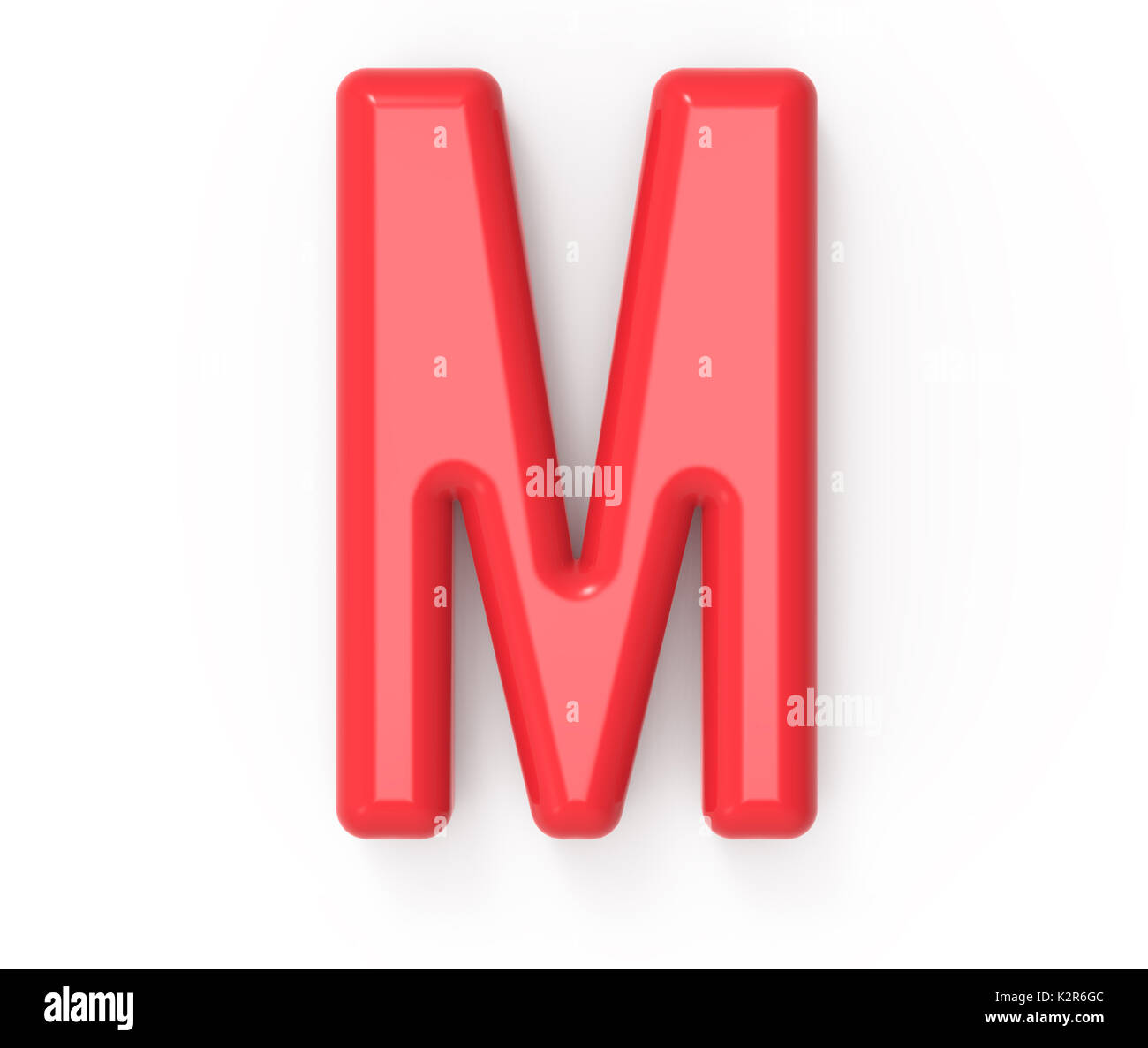 red letter M, 3D rendering red plastic texture alphabet with frame ...
