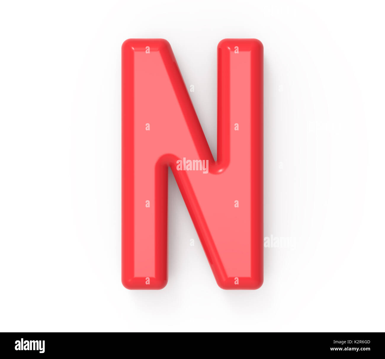 red letter N, 3D rendering red plastic texture alphabet with frame ...