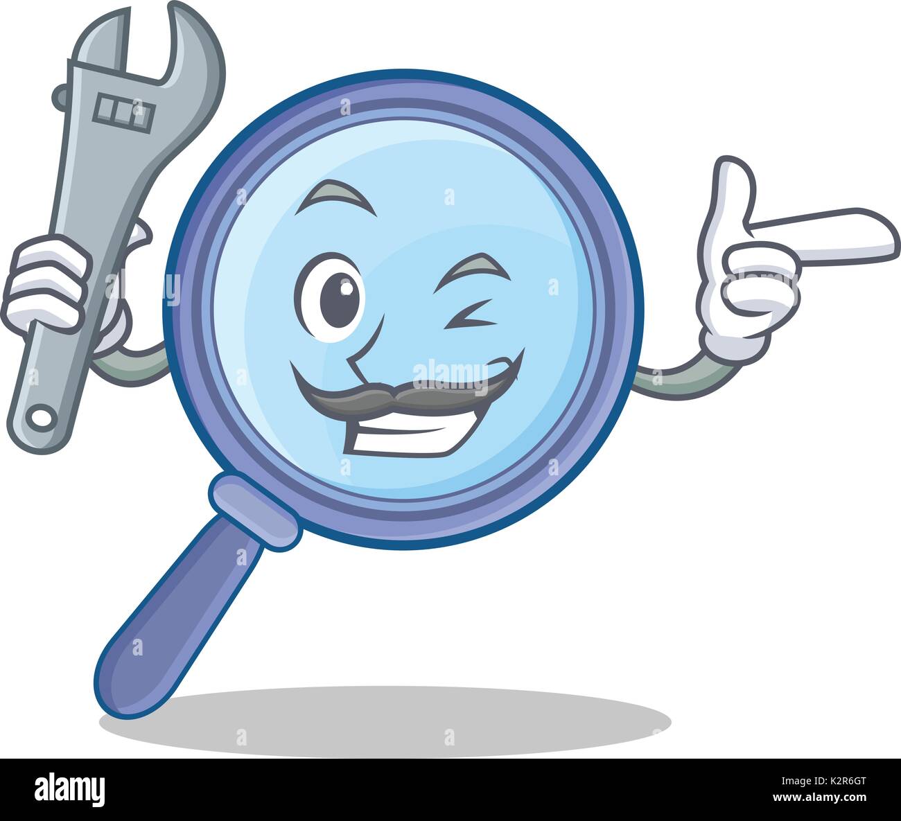 Mechanic magnifying glass character cartoon Stock Vector Image & Art ...