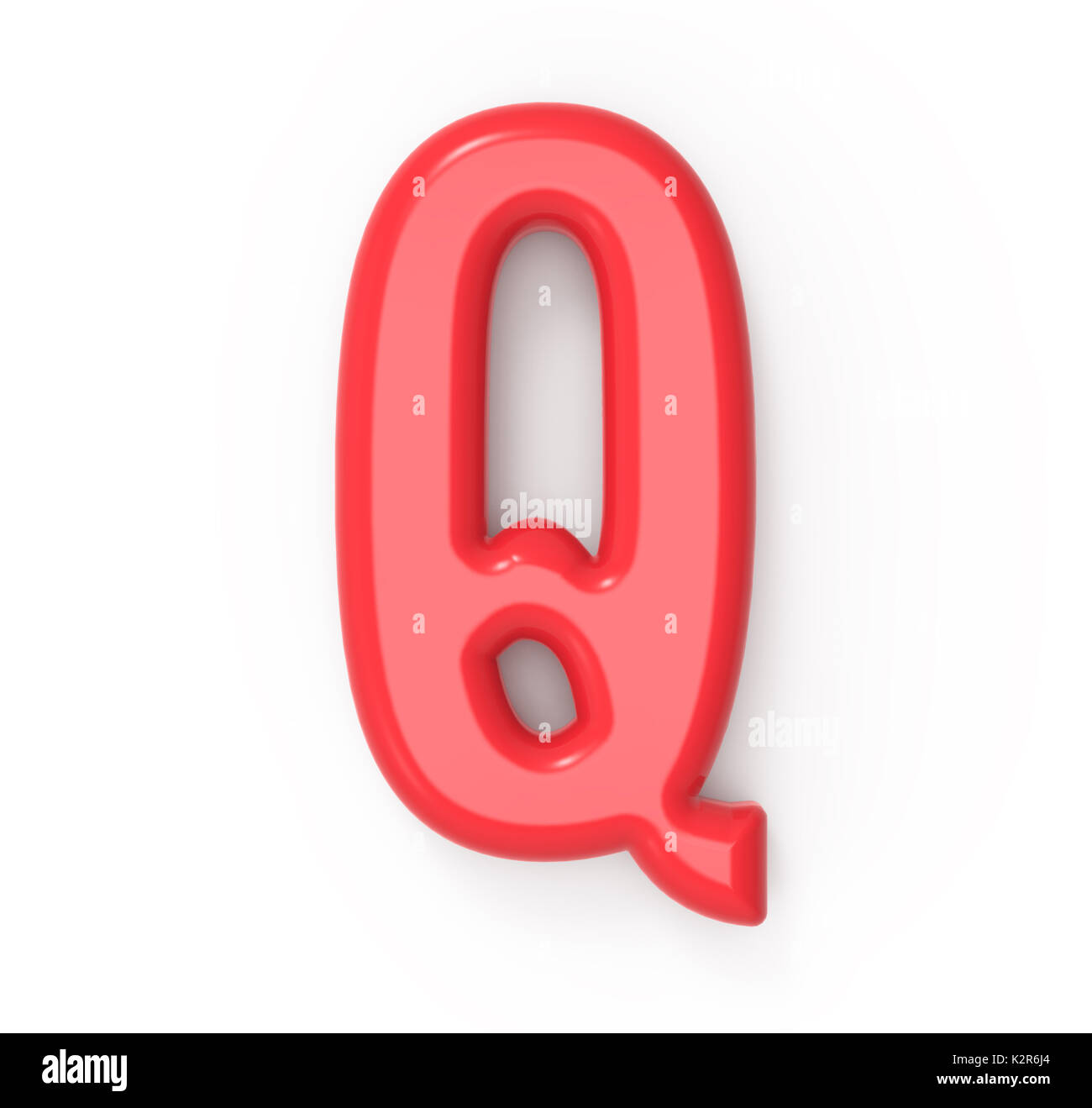 red letter Q, 3D rendering red plastic texture alphabet with frame ...