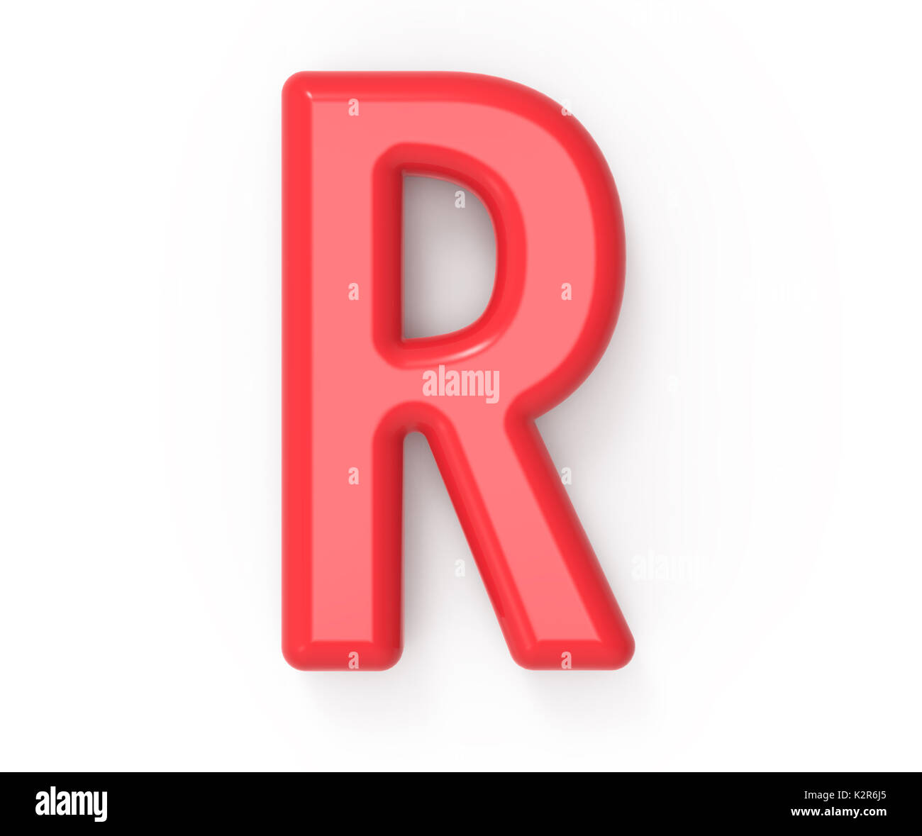 red letter R, 3D rendering red plastic texture alphabet with frame ...