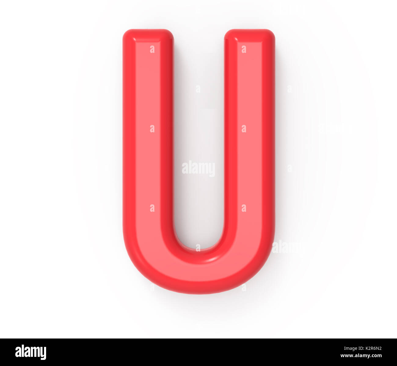 red letter U, 3D rendering red plastic texture alphabet with frame ...