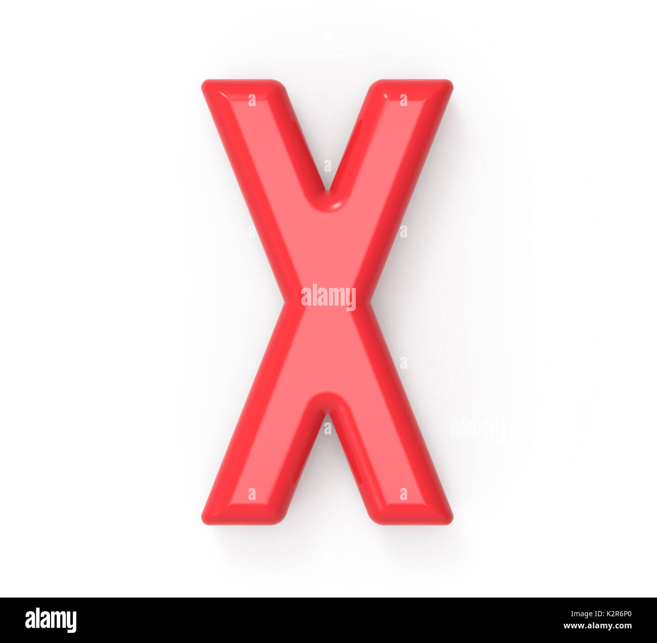red letter X, 3D rendering red plastic texture alphabet with frame ...