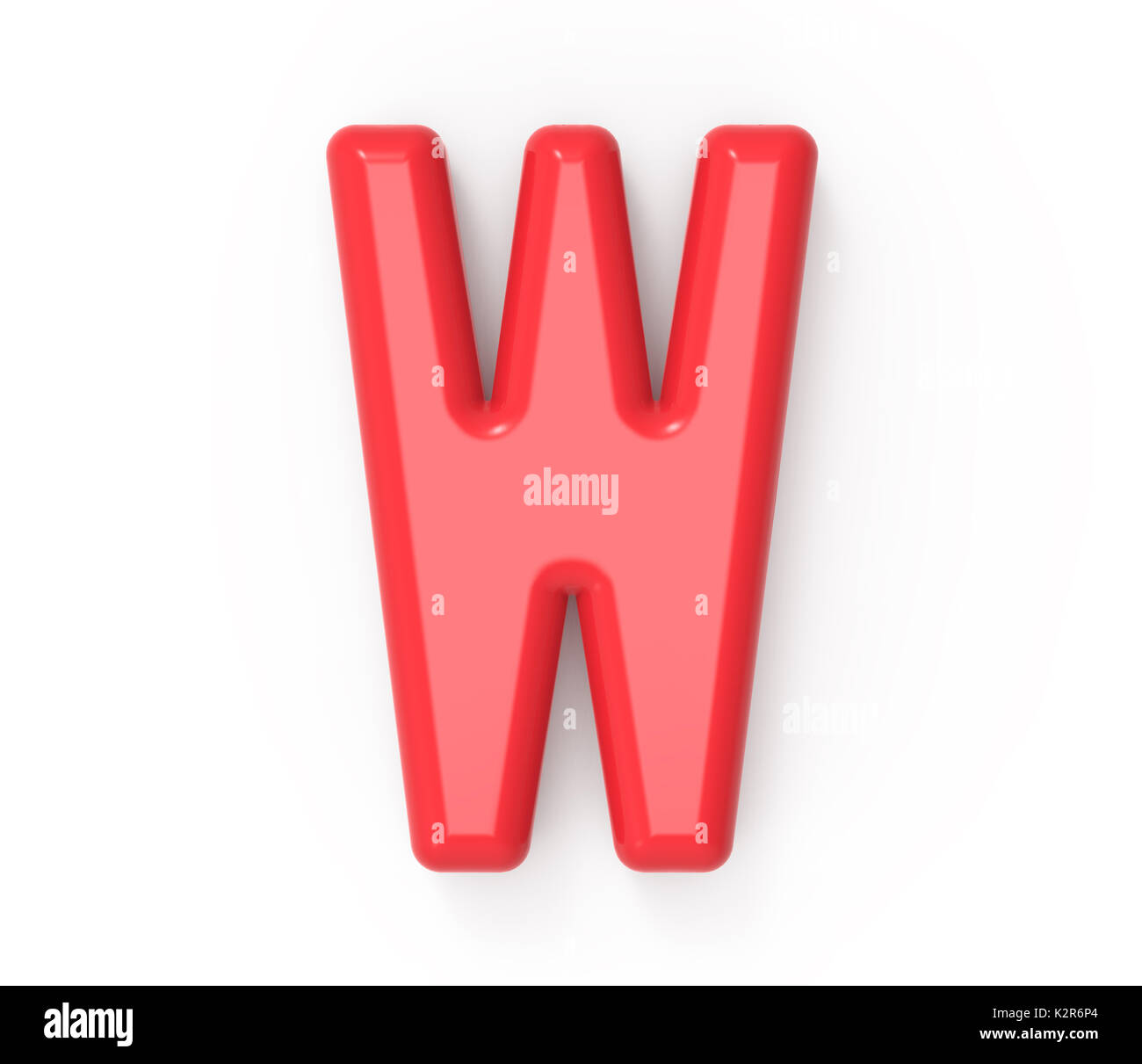 red letter W, 3D rendering red plastic texture alphabet with frame ...