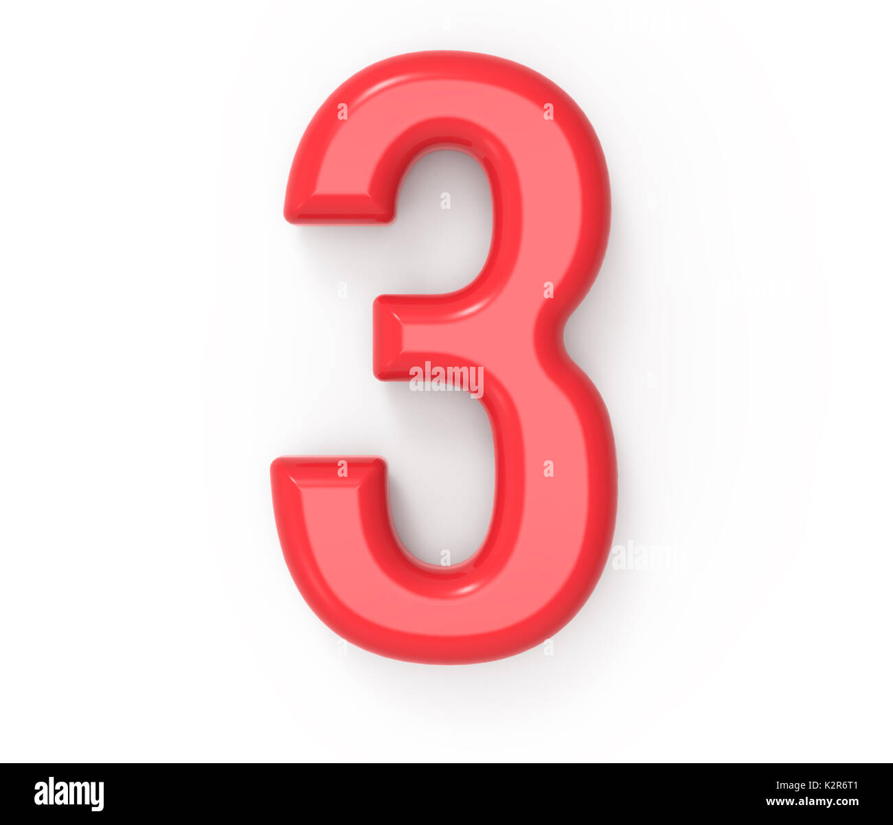 red number 3, 3D rendering red plastic texture number with frame ...