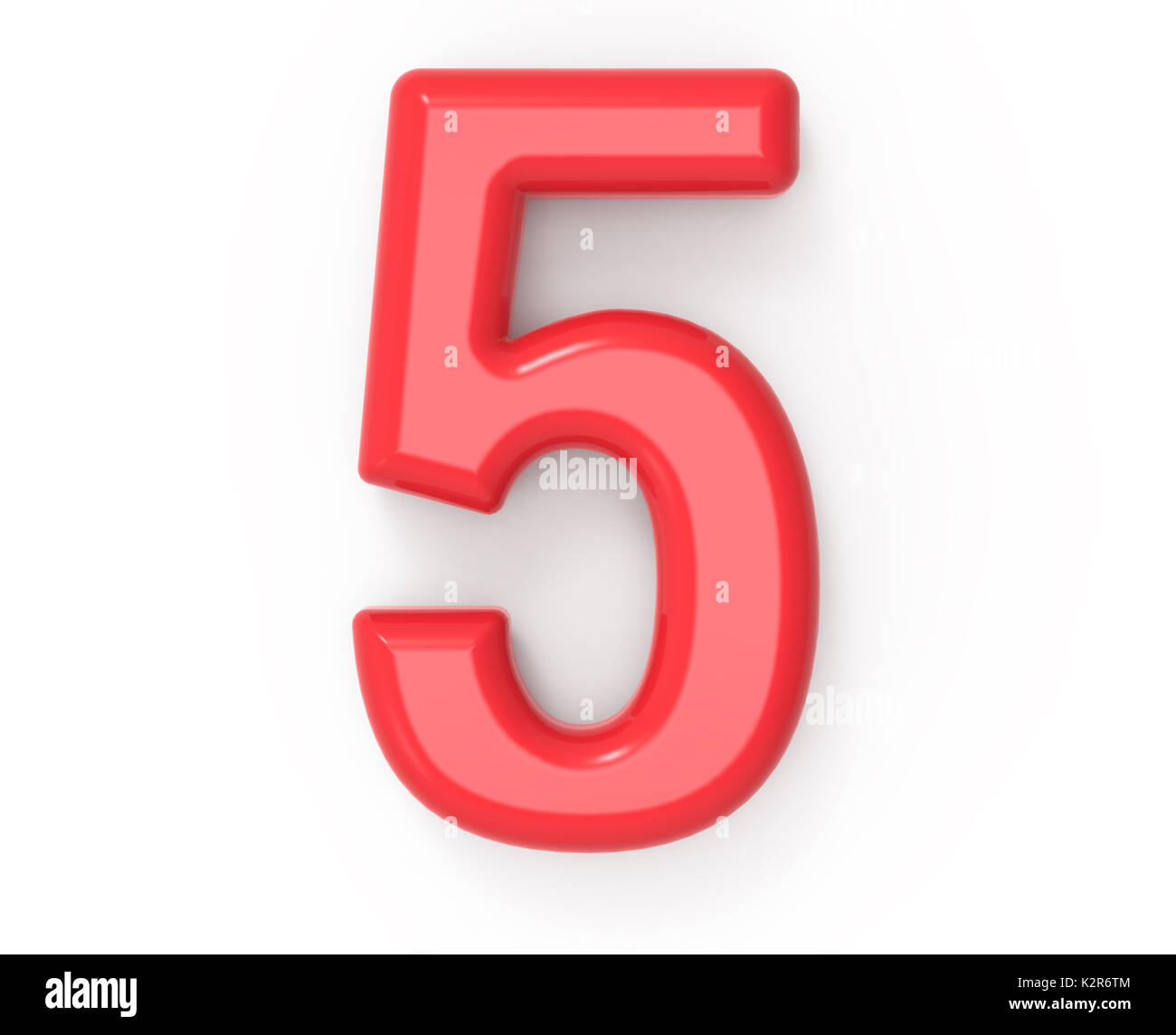 red number 5, 3D rendering red plastic texture number with frame ...