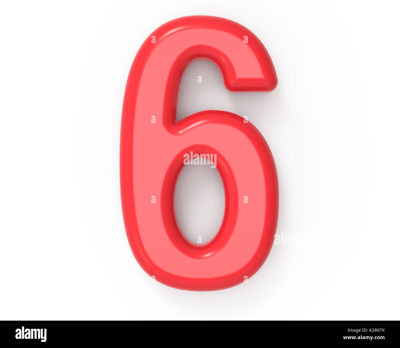 red number 6, 3D rendering red plastic texture number with frame ...