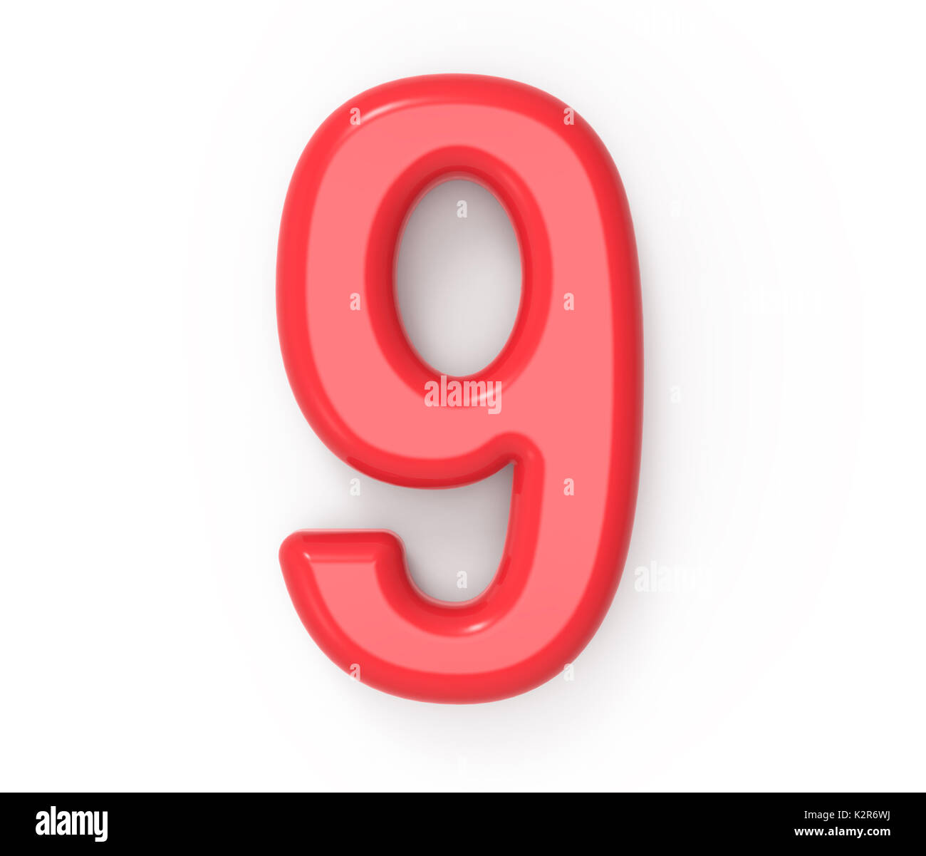red number 9, 3D rendering red plastic texture number with frame ...