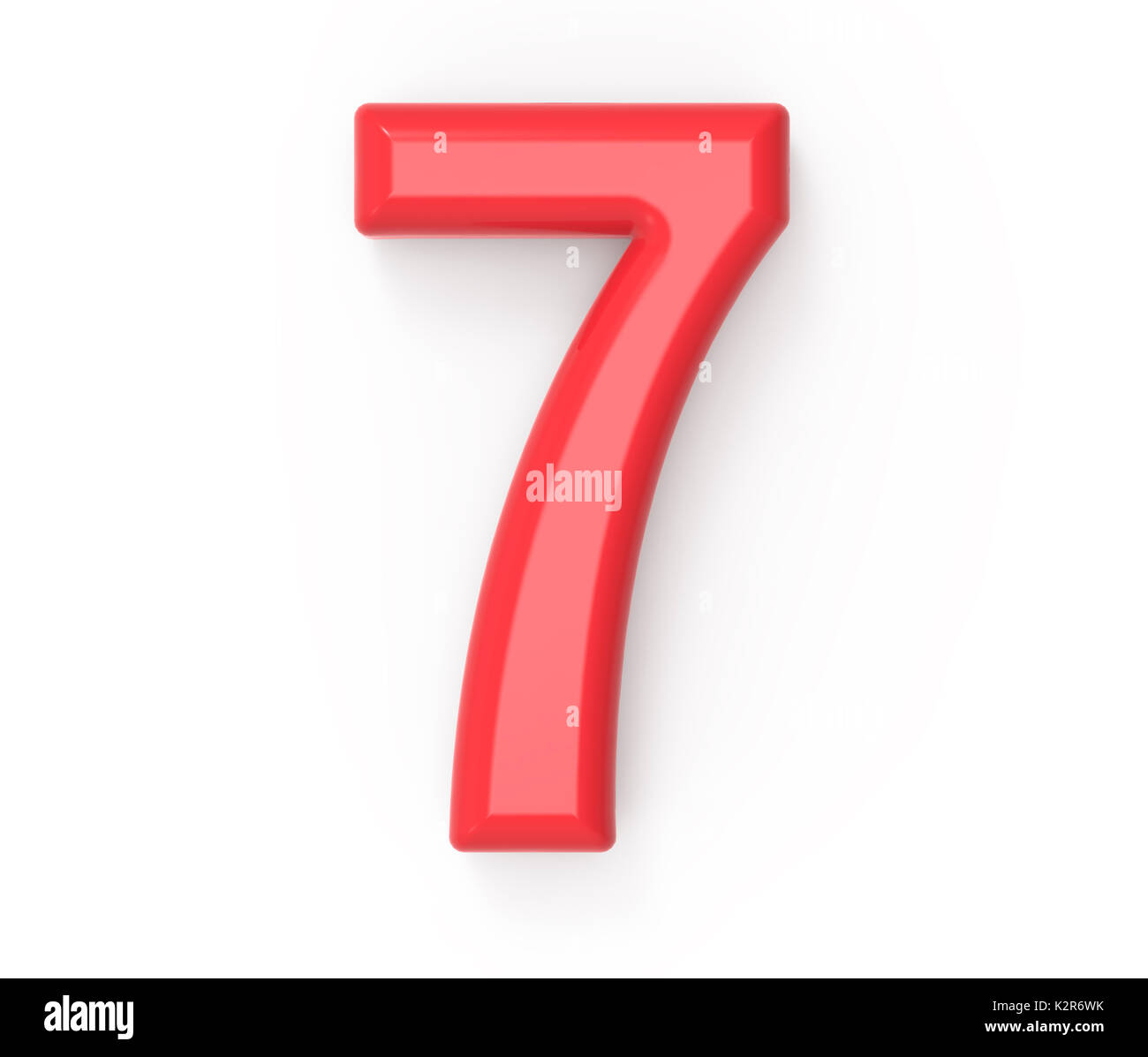 red number 7, 3D rendering red plastic texture number with frame ...
