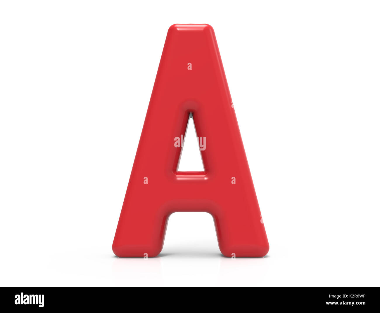 red letter A, 3D rendering plastic texture symbol isolated on white ...