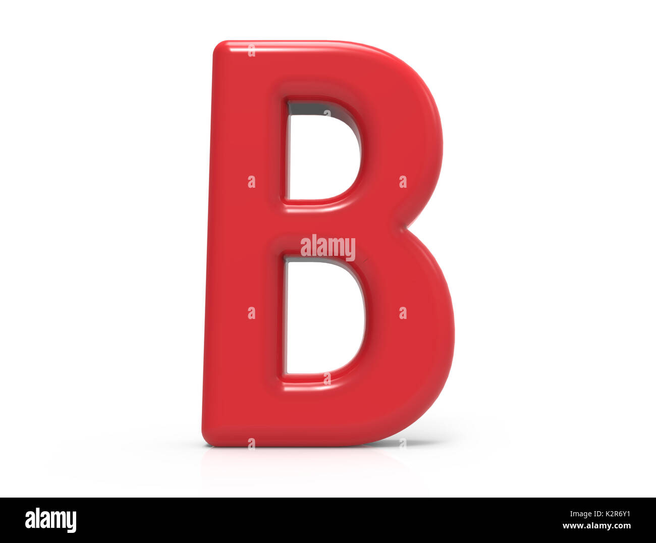 red letter B, 3D rendering plastic texture symbol isolated on white ...