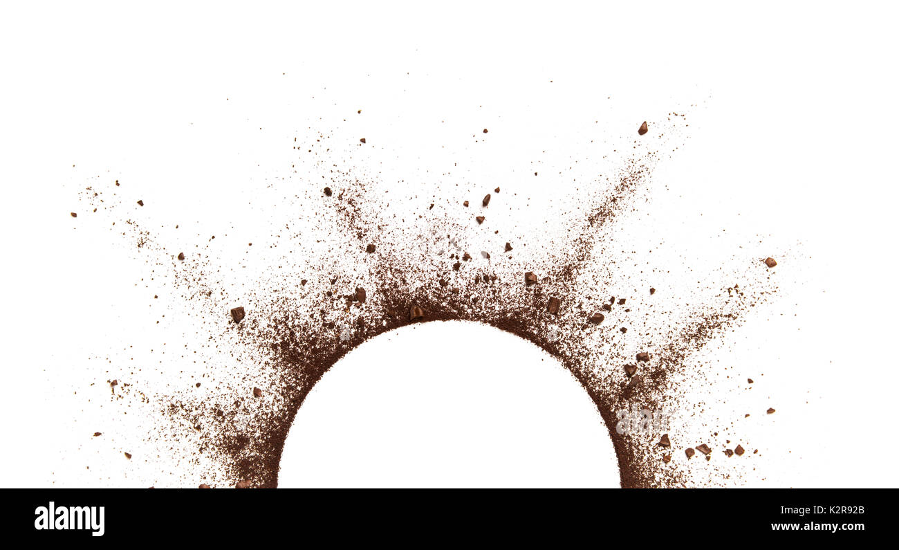 Coffee powder splash isolated on white background Stock Photo - Alamy