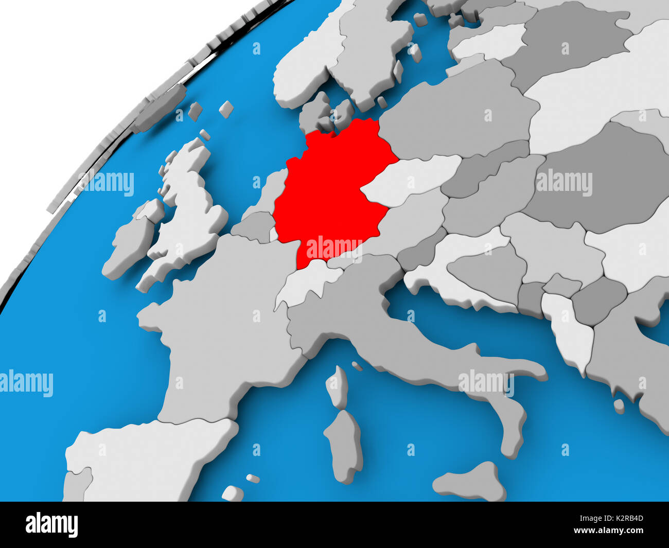 Germany on simple political globe with visible country borders. 3D ...