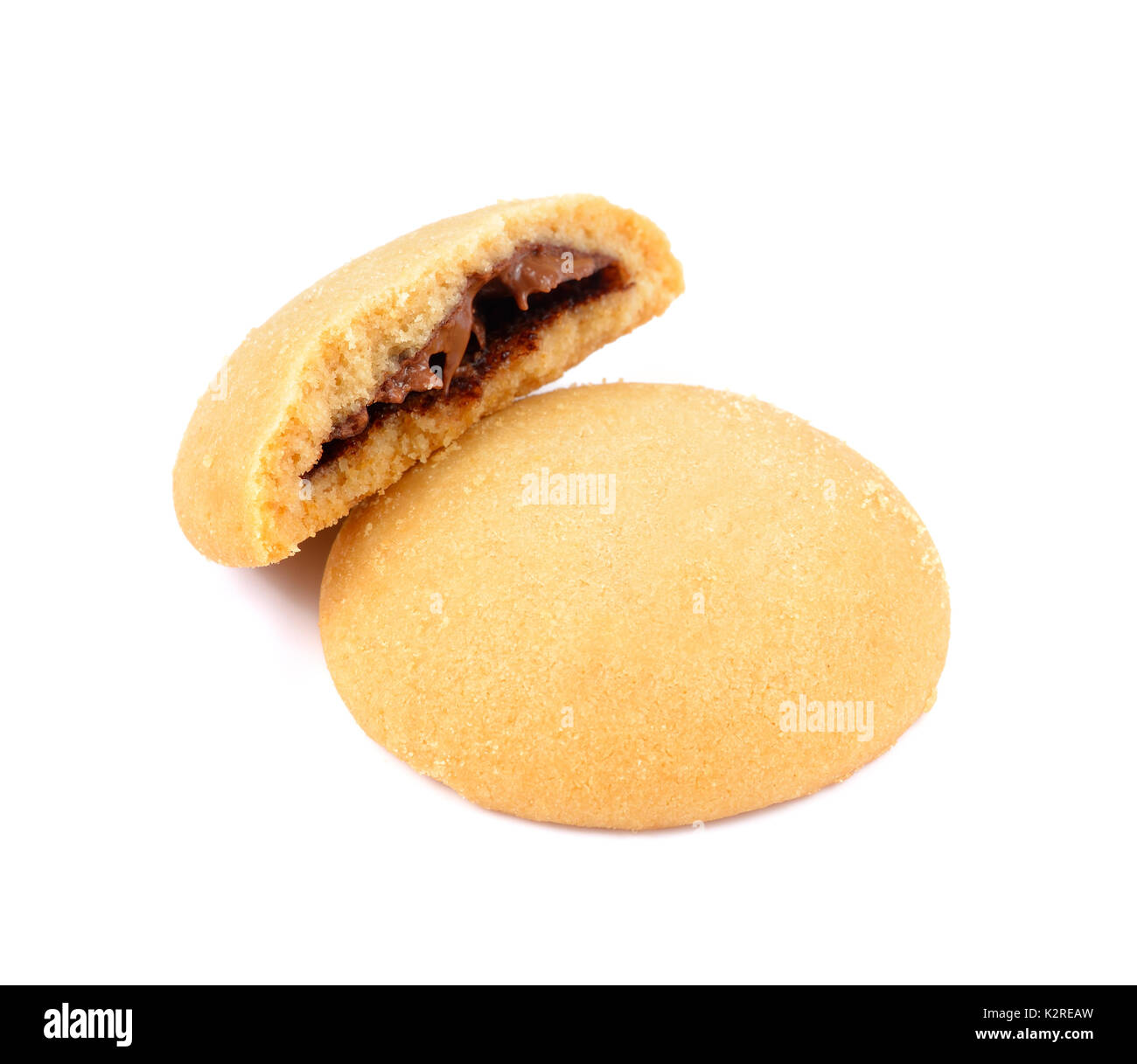 close-up view of cookies isolated on white background, Chocolate cookie ...