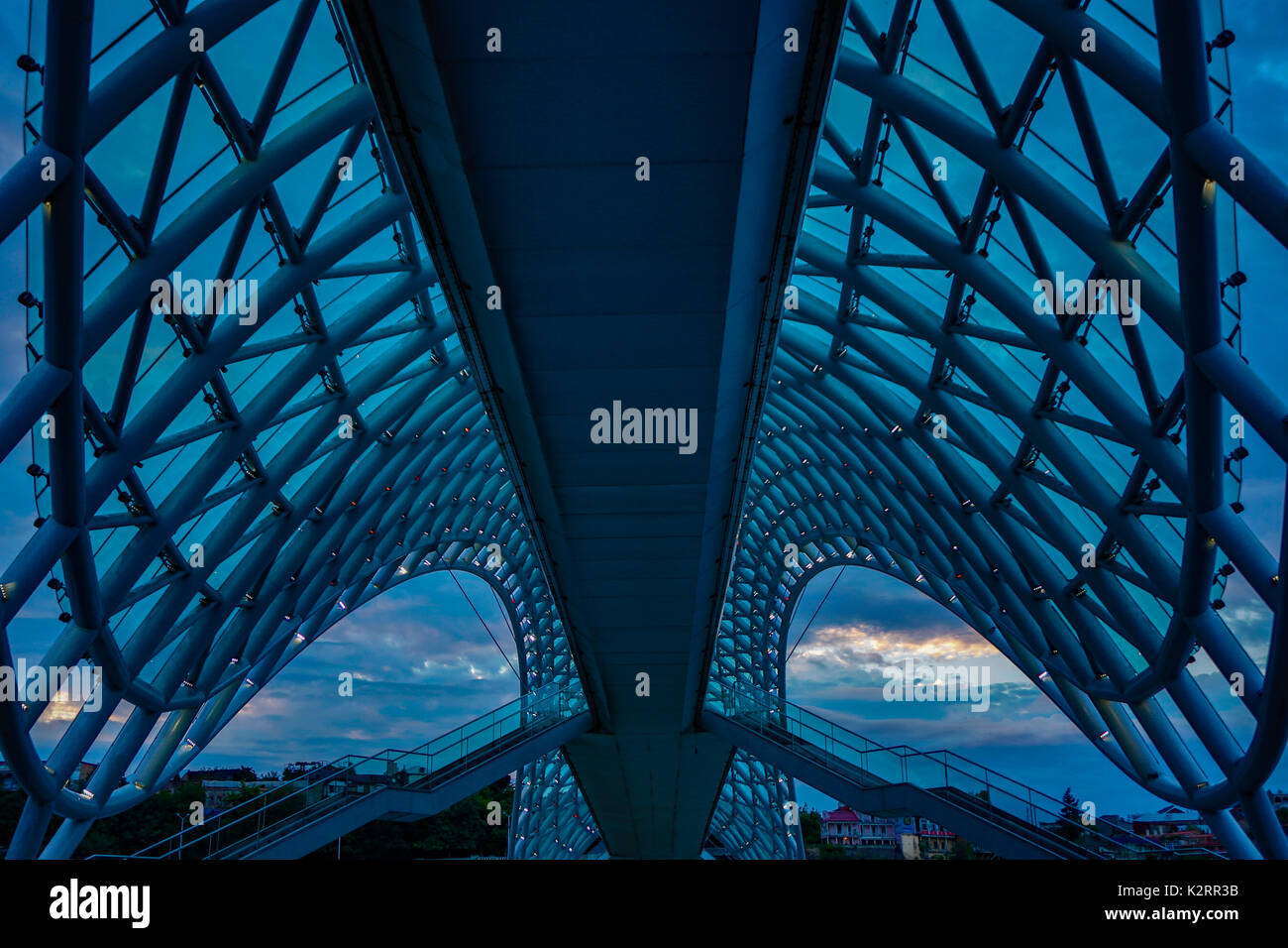 Freedom Bridge in Tbilisi, Georgia, before sunrise on June 8, 2017 ...