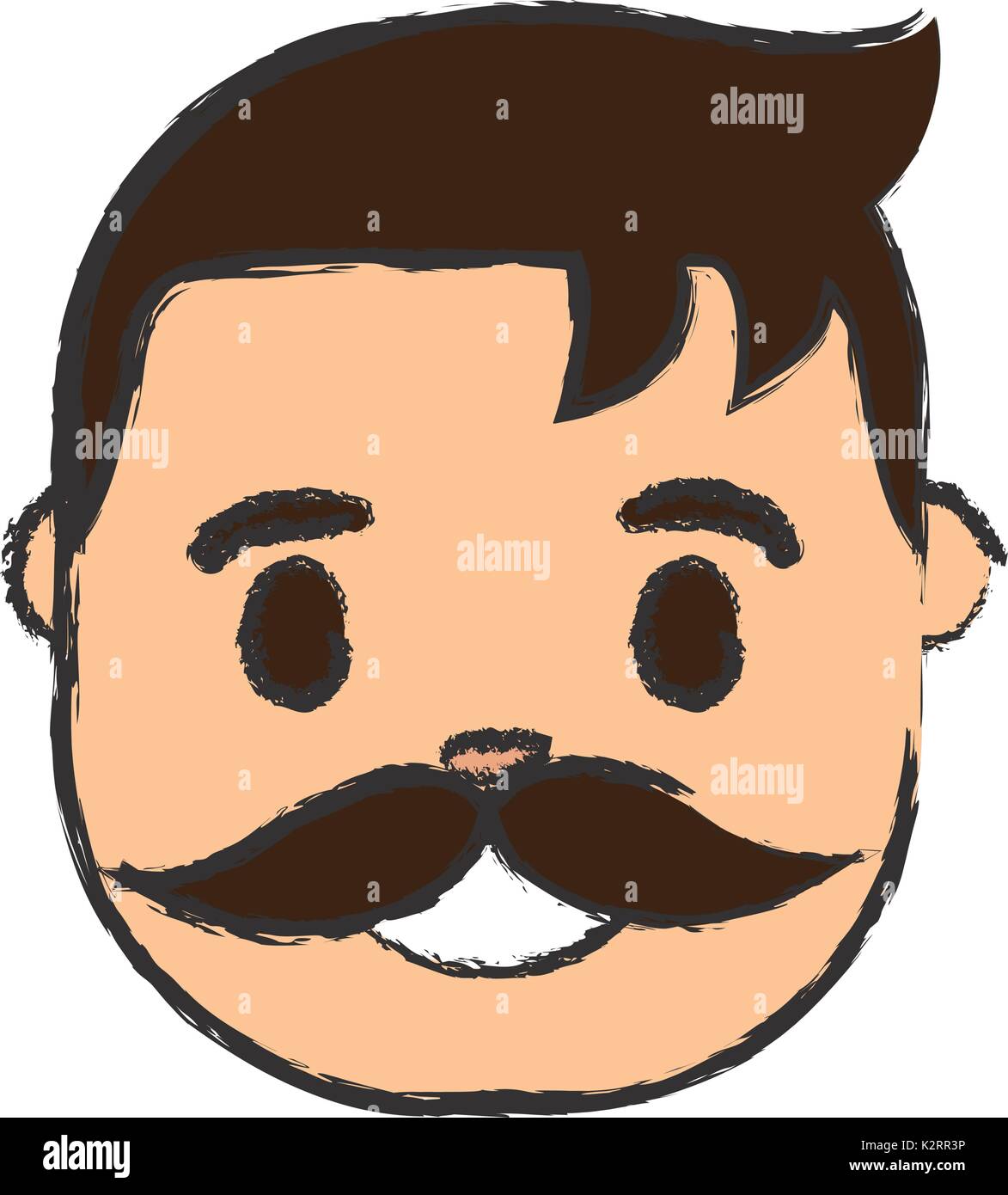 cartoon man with mustache icon over white background vector ...