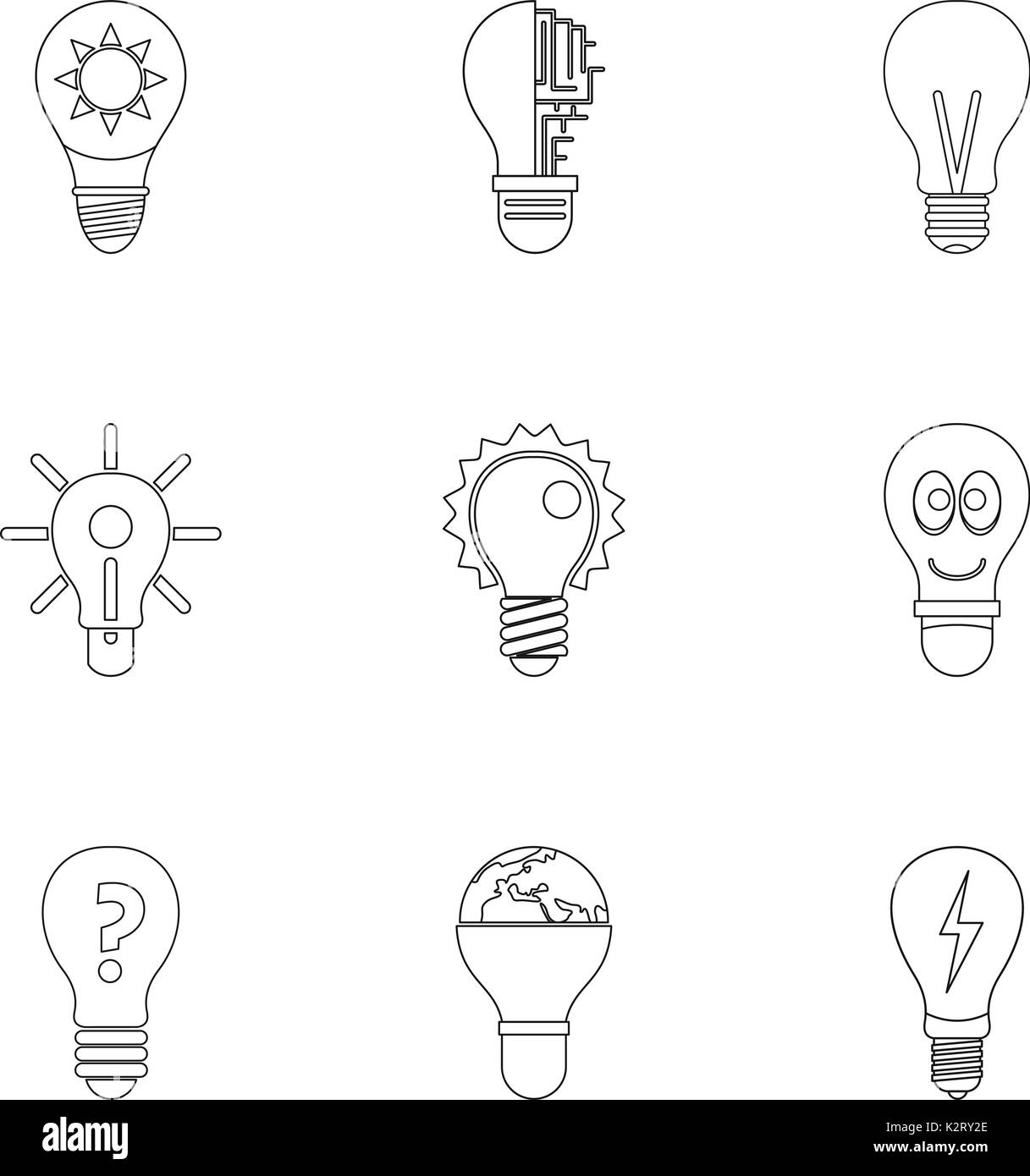 Smart bulb icons set, outline style Stock Vector Image & Art - Alamy