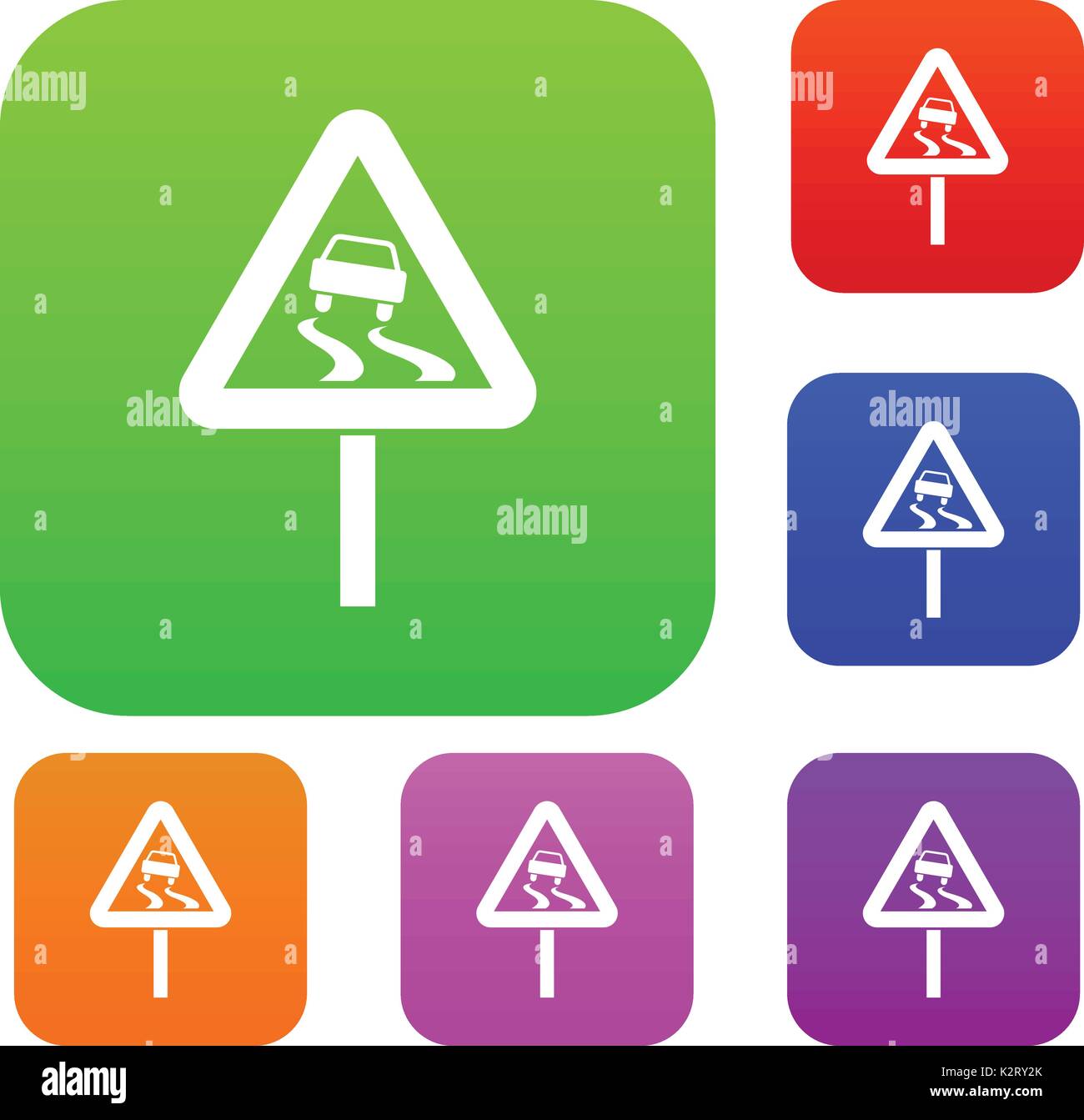 Slippery when wet road sign set collection Stock Vector Image & Art - Alamy