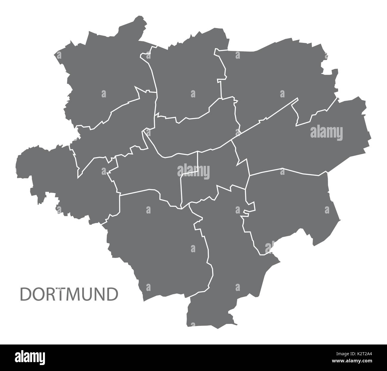 Dortmund city map with boroughs grey illustration silhouette shape Stock Vector Image & Art - Alamy