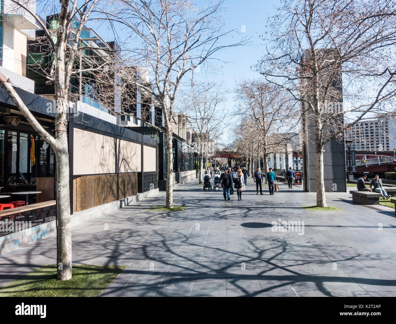 River bank boardwalk Southbank, Melbourne, Victoria, Australia Stock ...