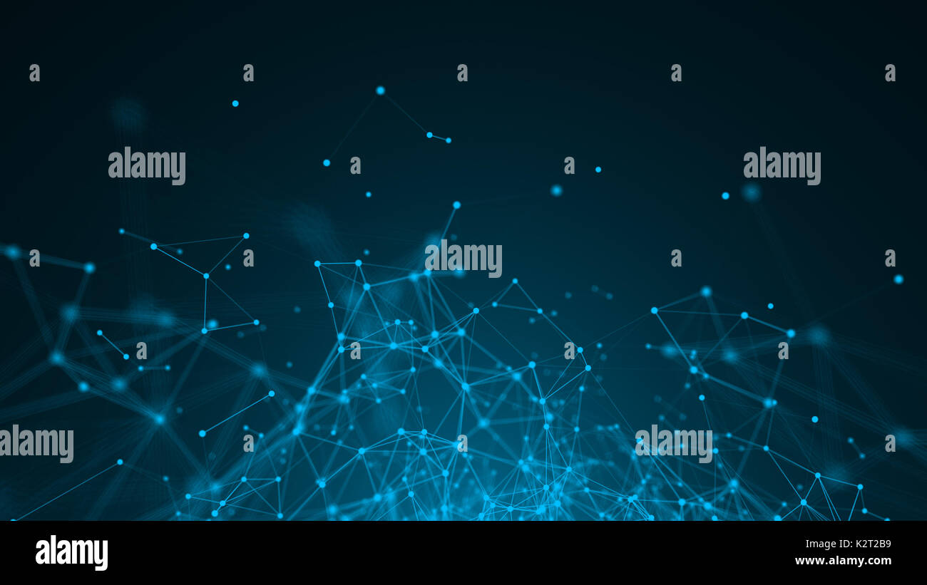 Abstract connection dots. Technology background. Digital drawing blue ...