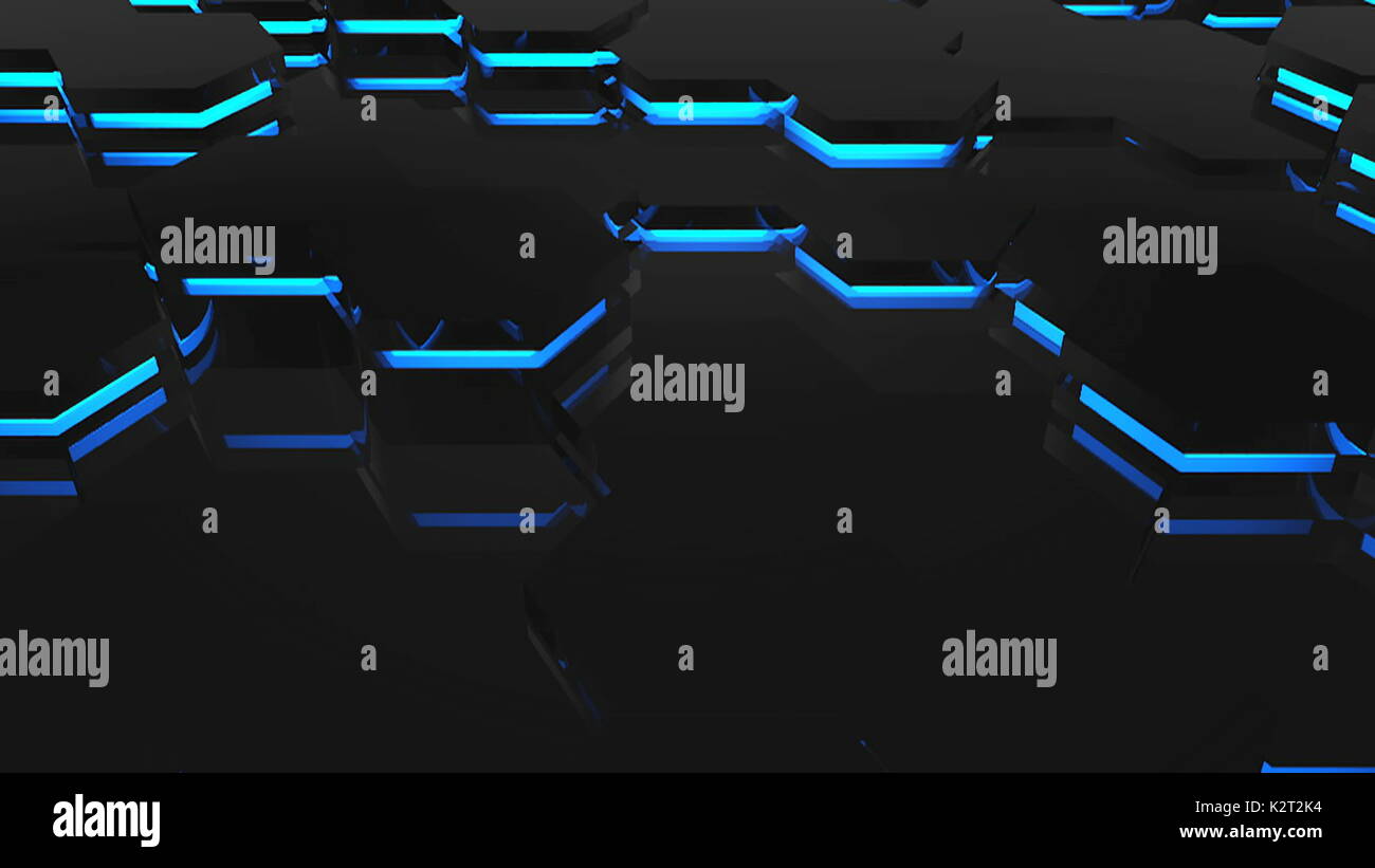 Hexagon technology background. Blue theme Stock Photo - Alamy