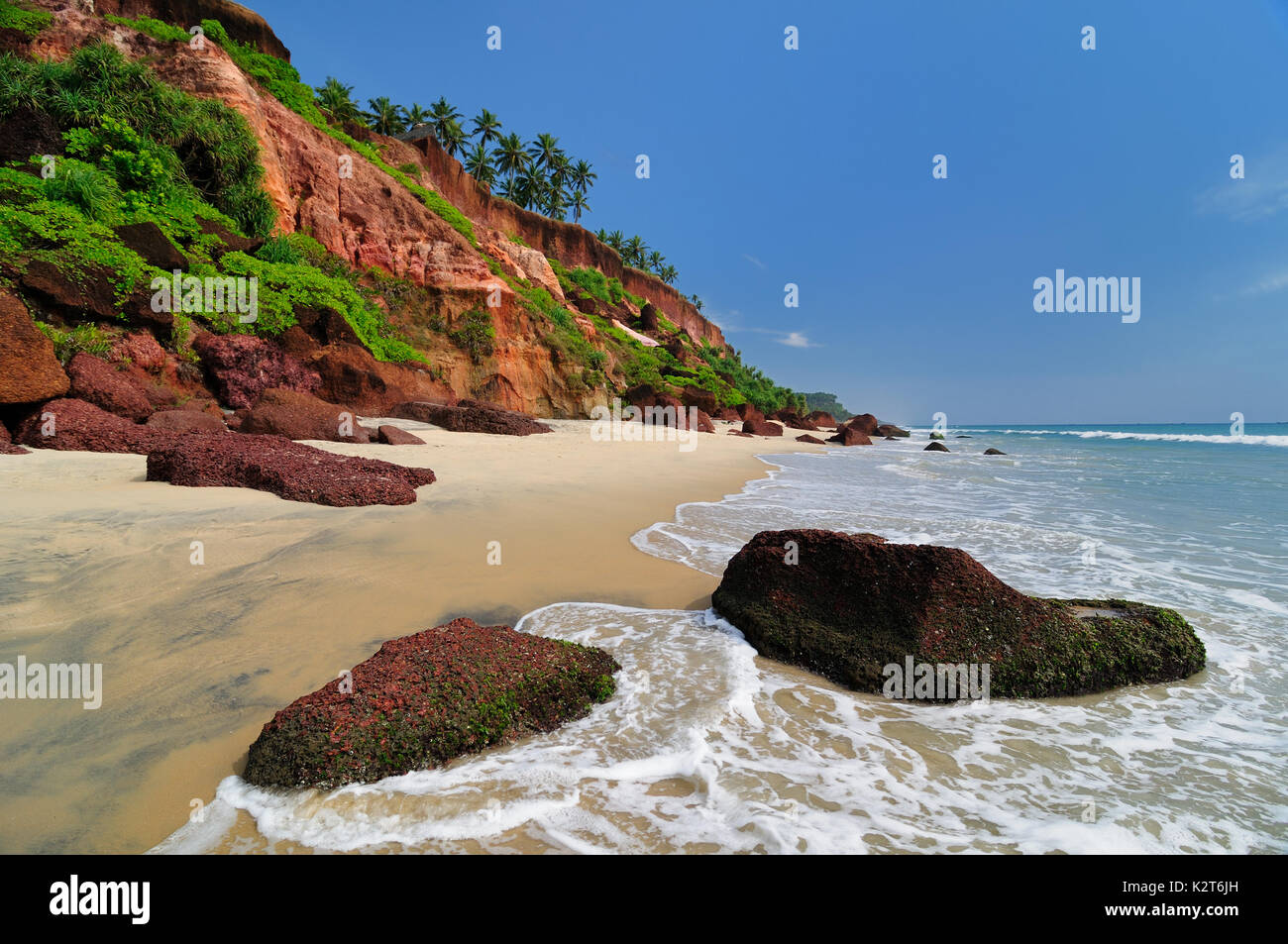 Exotic cliff beach in Varkkalla. Kerala. India Stock Photo - Alamy