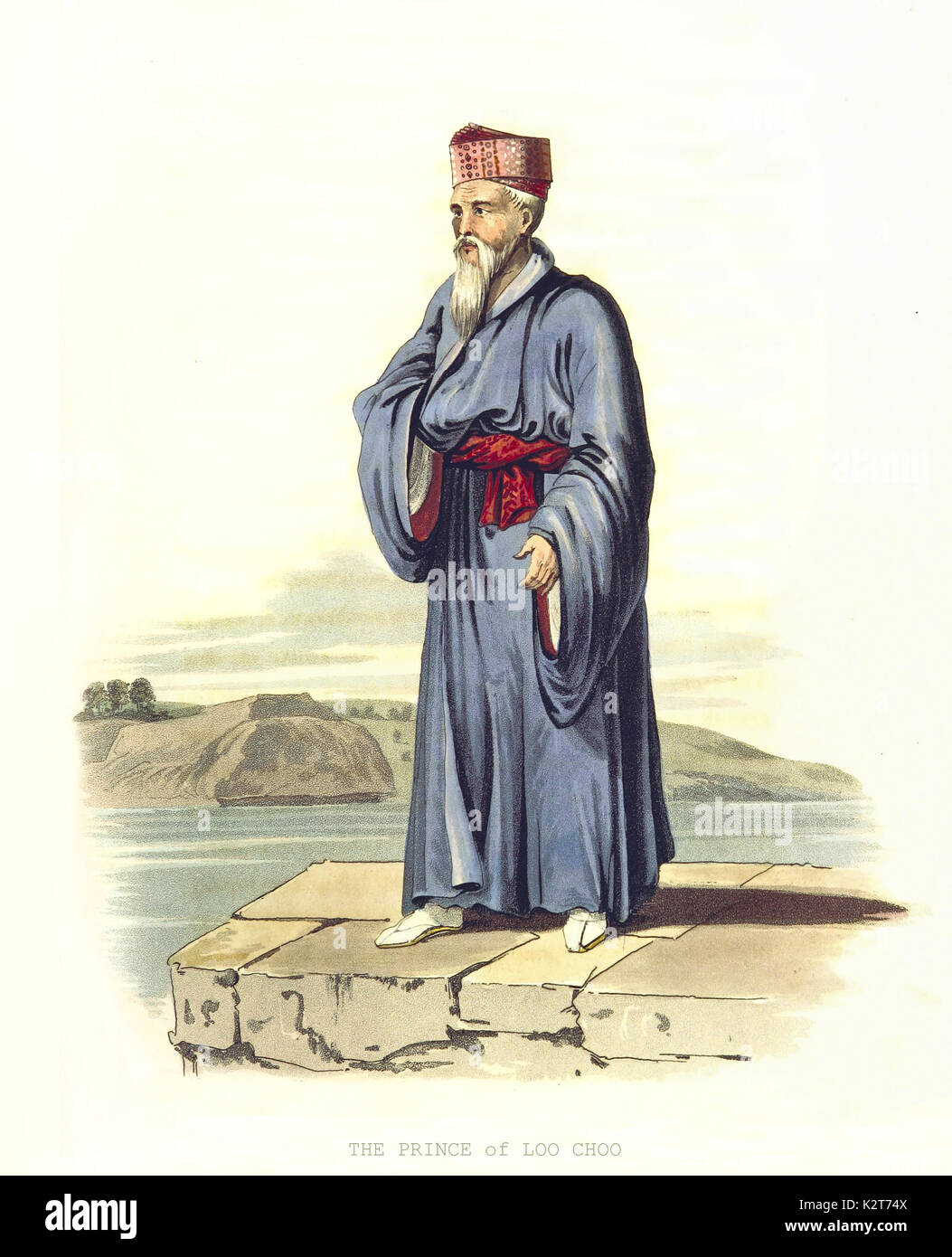 Old portrait of The Prince of Loo Choo (Ryukyu Islands). Created by W ...