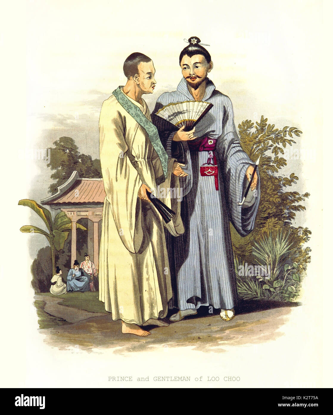 Old illustration of Prince and Gentleman of Loo Choo (Ryukyu Islands ...