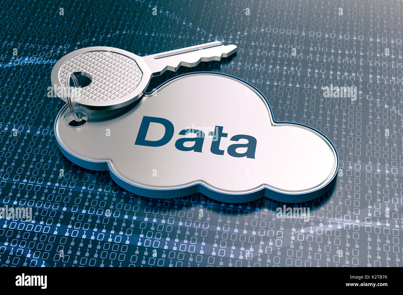 one cloud with a key and text: data, concept of computer, web, network ...